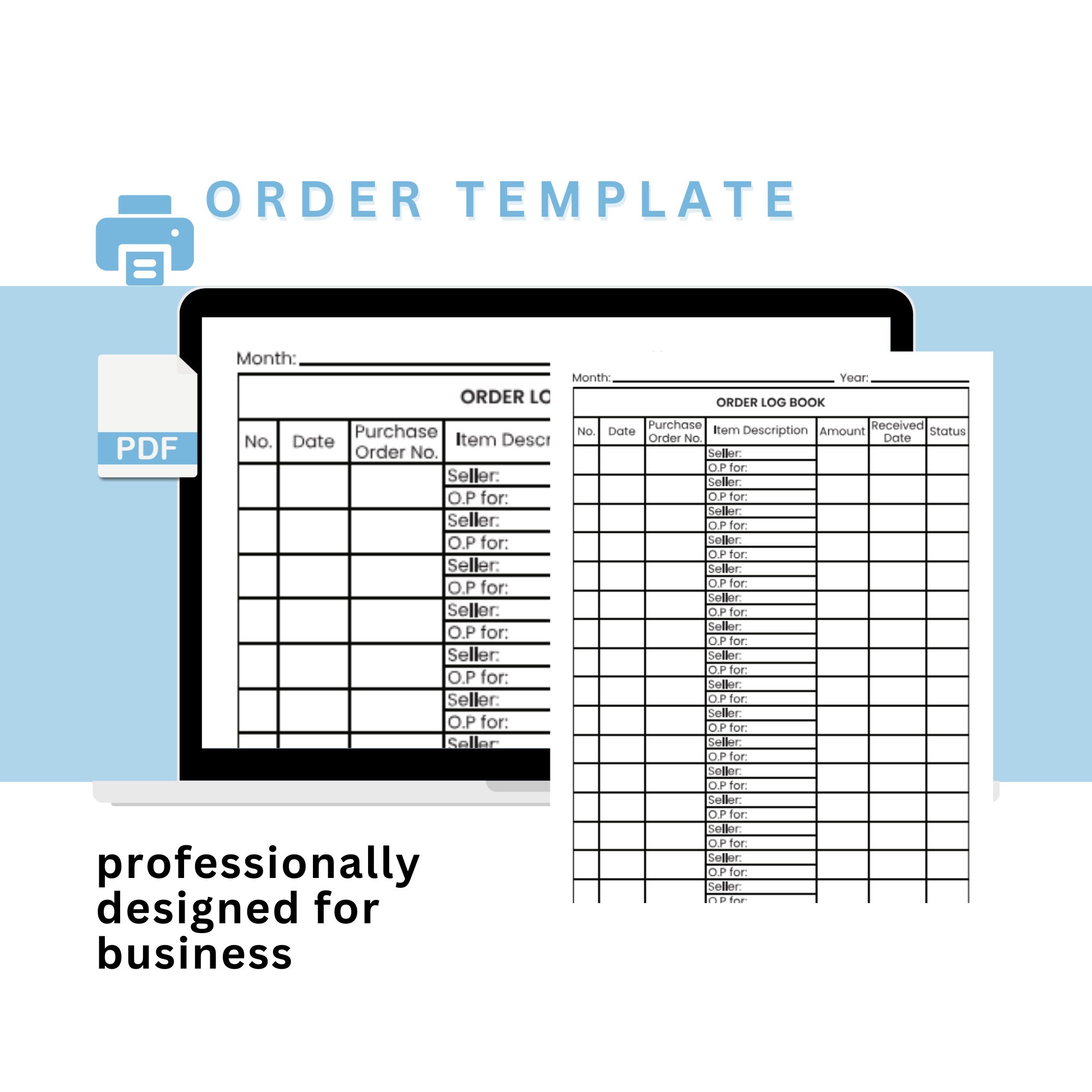 Order Log Book Digital Template, Printable Order Book, Order List ...