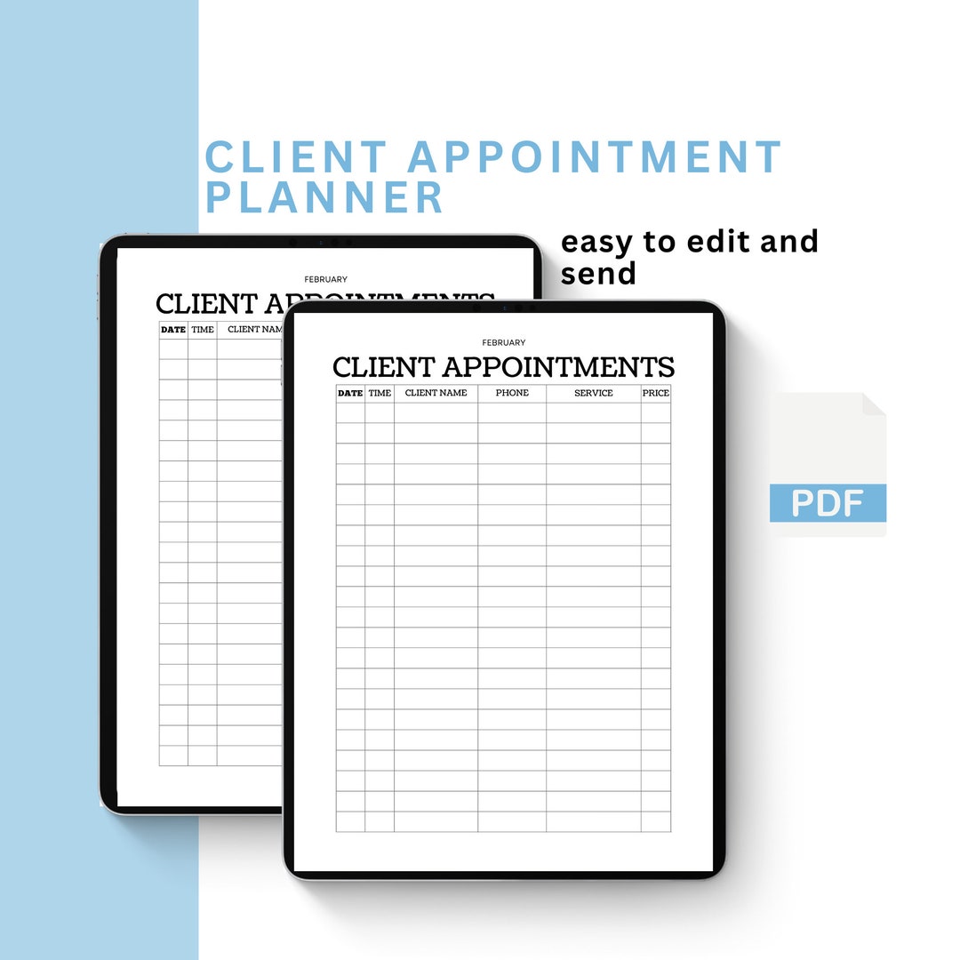 Client Appointment Tracker Template, Printable Client Management ...