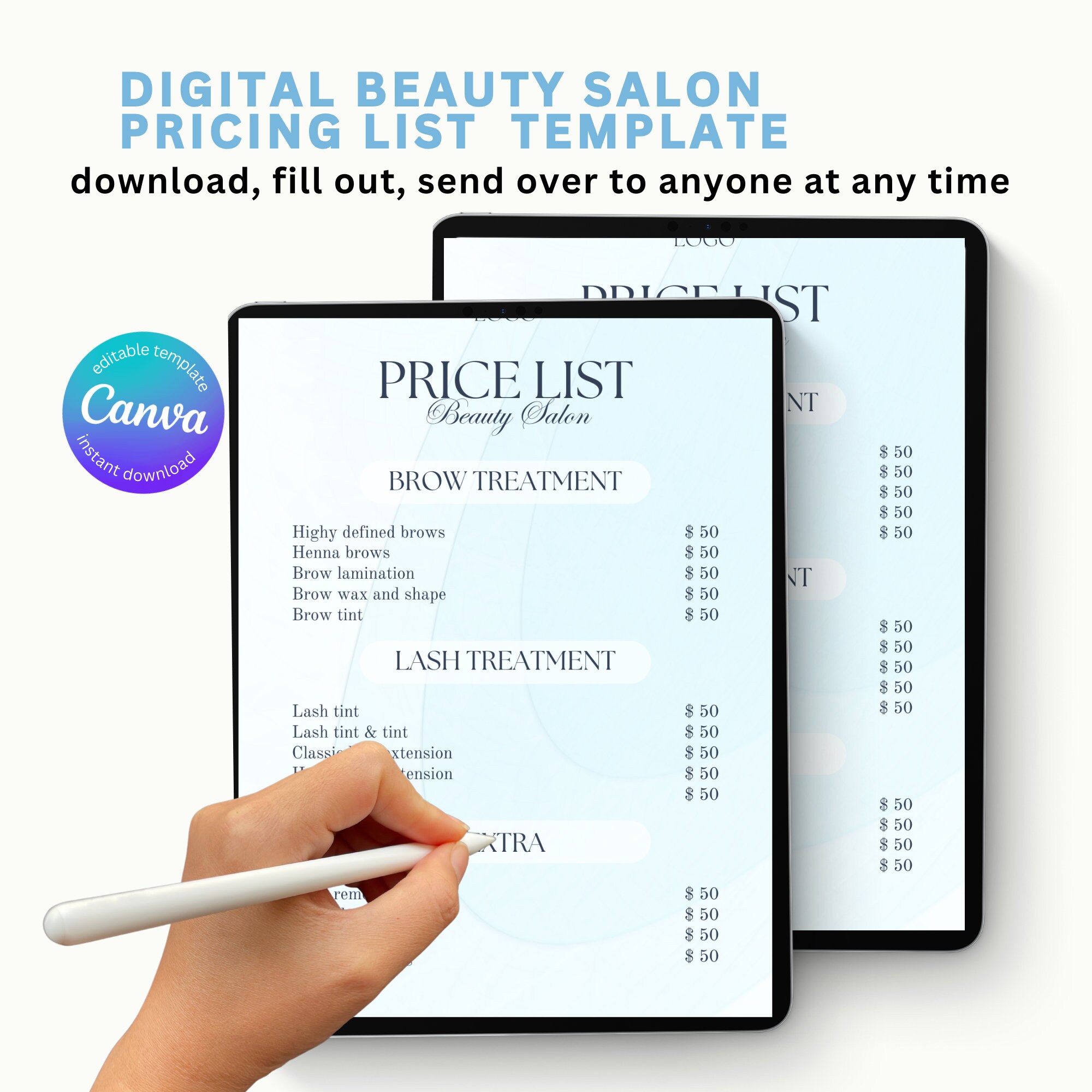 Beauty Salon Price List, Editable Price Sheet, Salon Price List ...