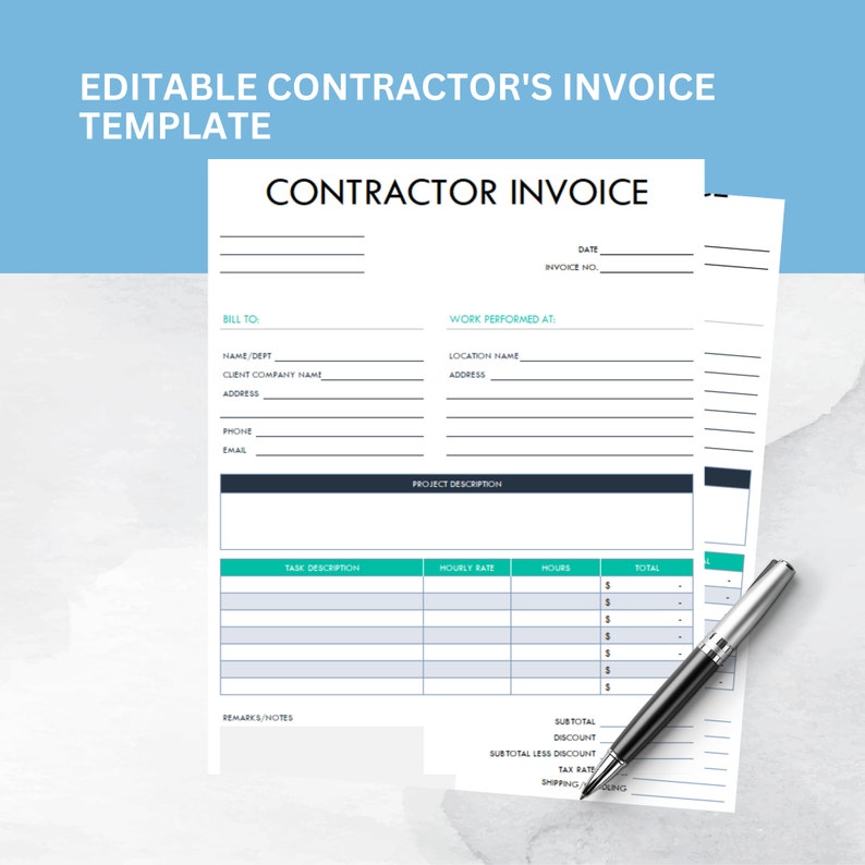 Printable Contractor Agreement Invoice, Contractor Contract Template ...