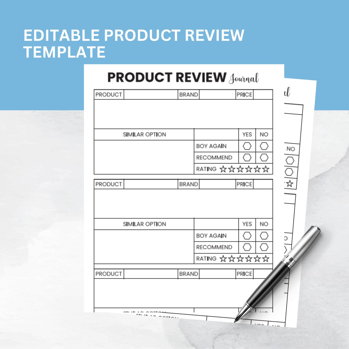 Digital Product Review Template, Printable Product Analysis, Product ...