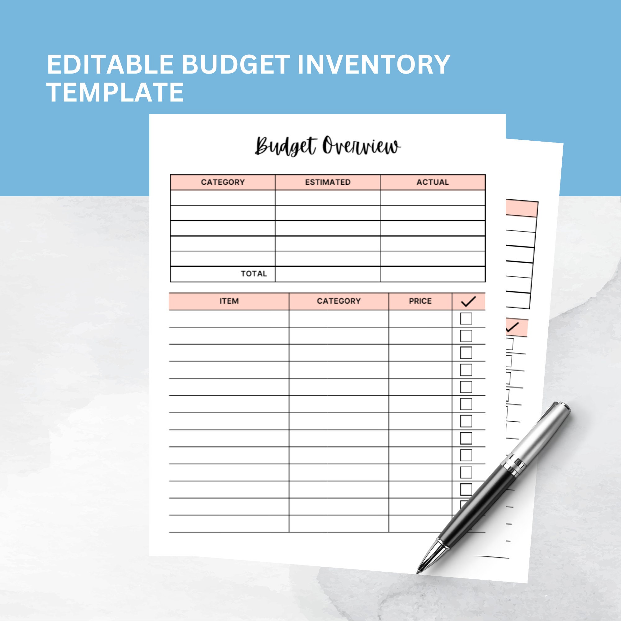 Customizable Budget Inventory Tracker, Inventory List Template ...