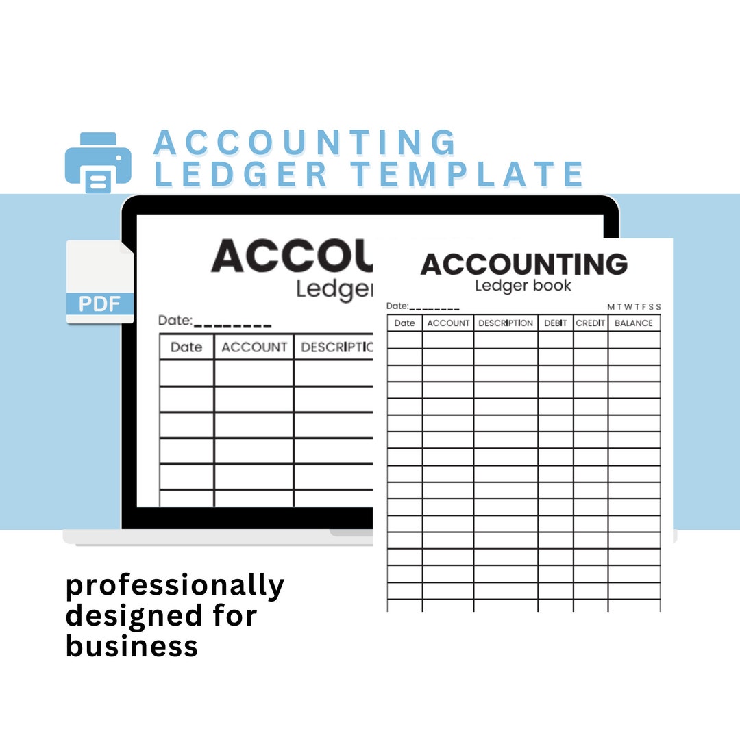 Printable Accounting Ledger, Digital Account Ledger Book, Accounting ...