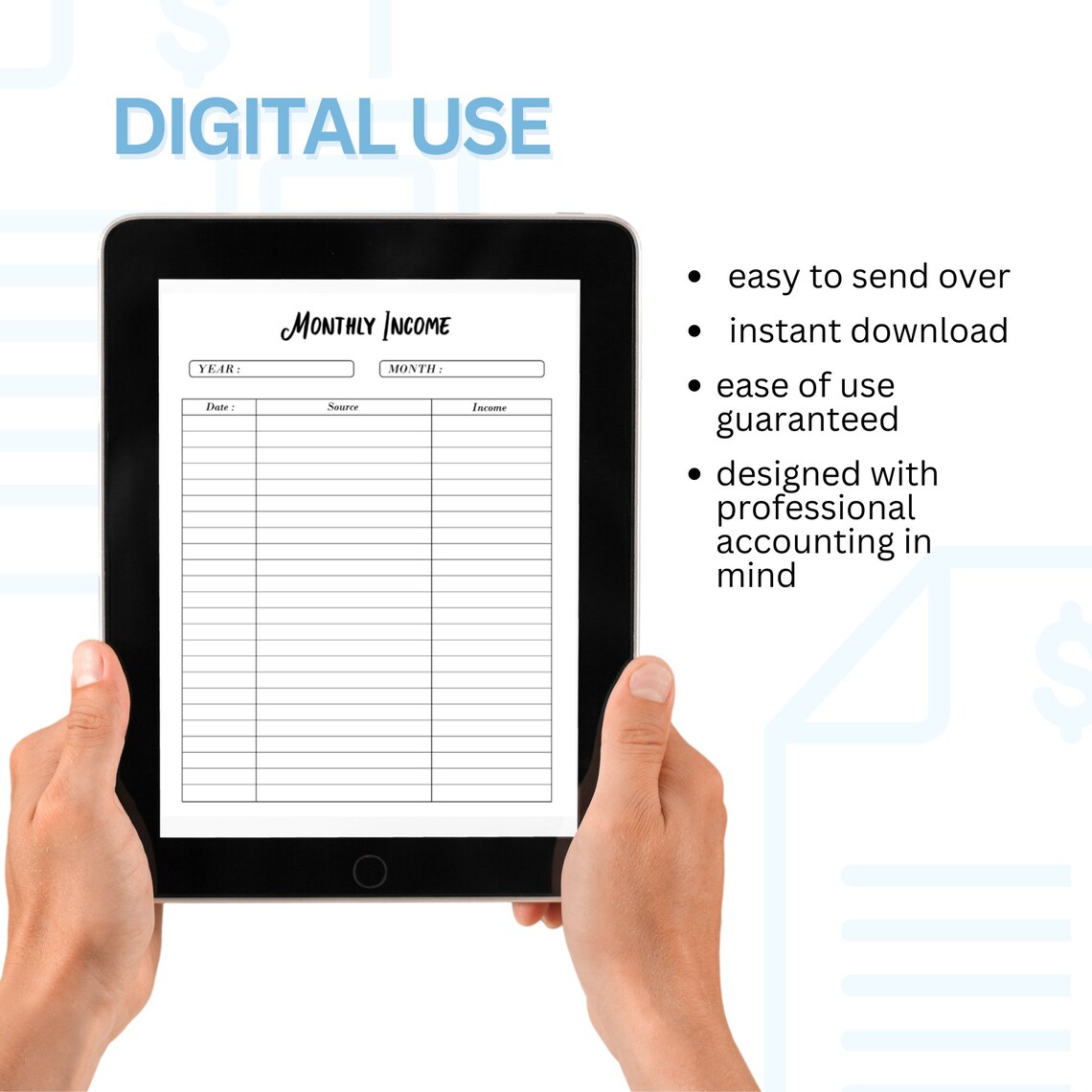 Monthly Income Tracker Printable, Editable Income Log, Digital Income ...