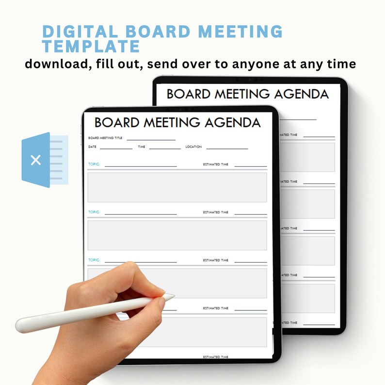 Board Meeting Agenda Template, Printable Meeting Organizer, Meeting ...