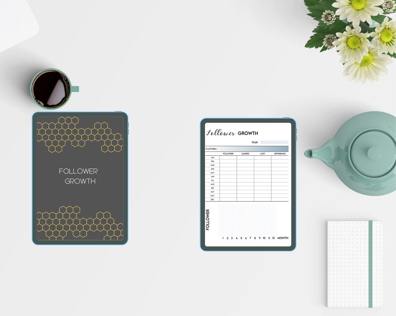 Follower Tracker Template, Follower Growth Planner, Social Media ...