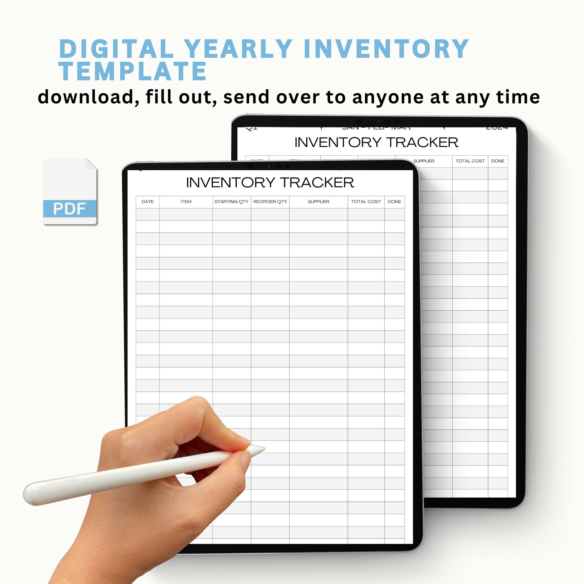 Inventory List Template, Yearly Inventory Tracker, Printable Inventory ...