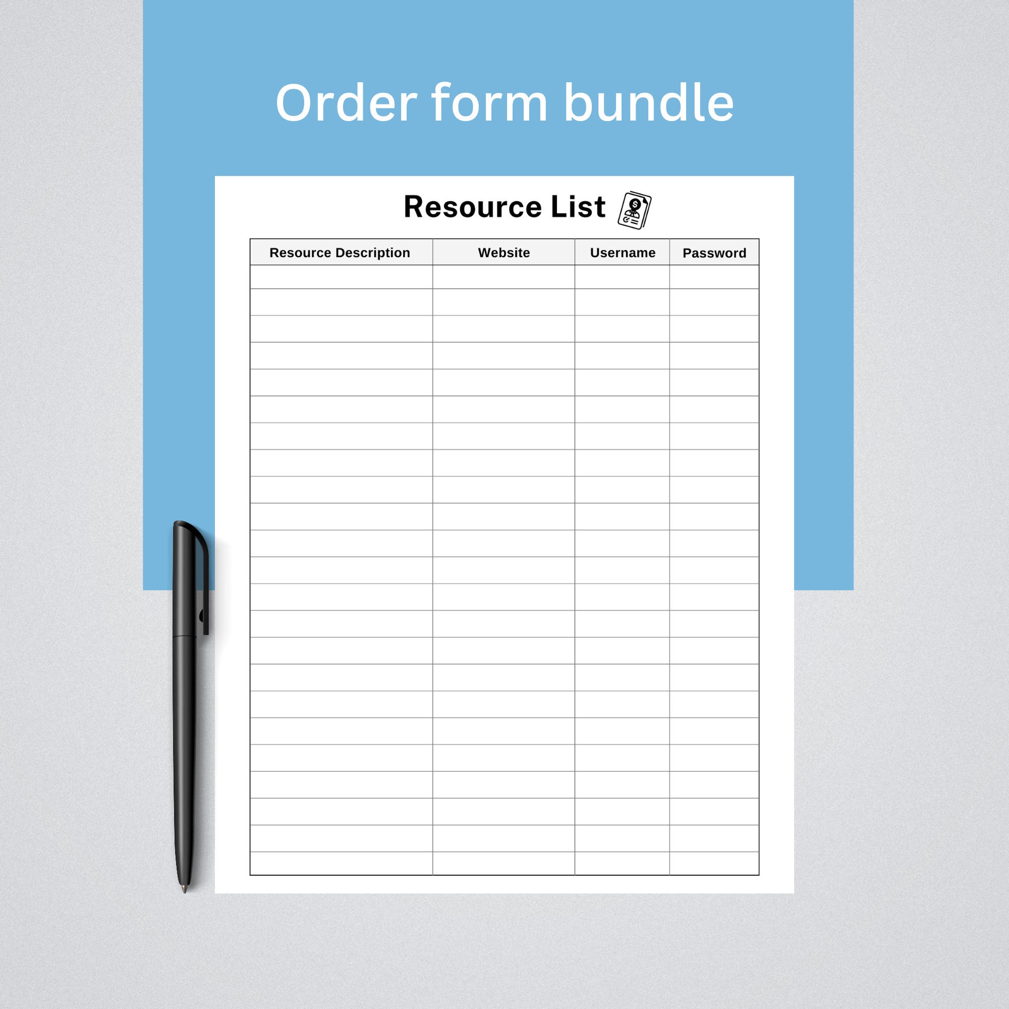 Order Forms Template, Work Order Forms Template, Order Log Template ...
