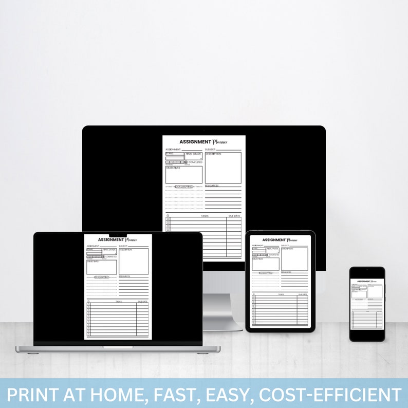 Printable Assignment Template, Digital Assignment Planner, Assignment ...