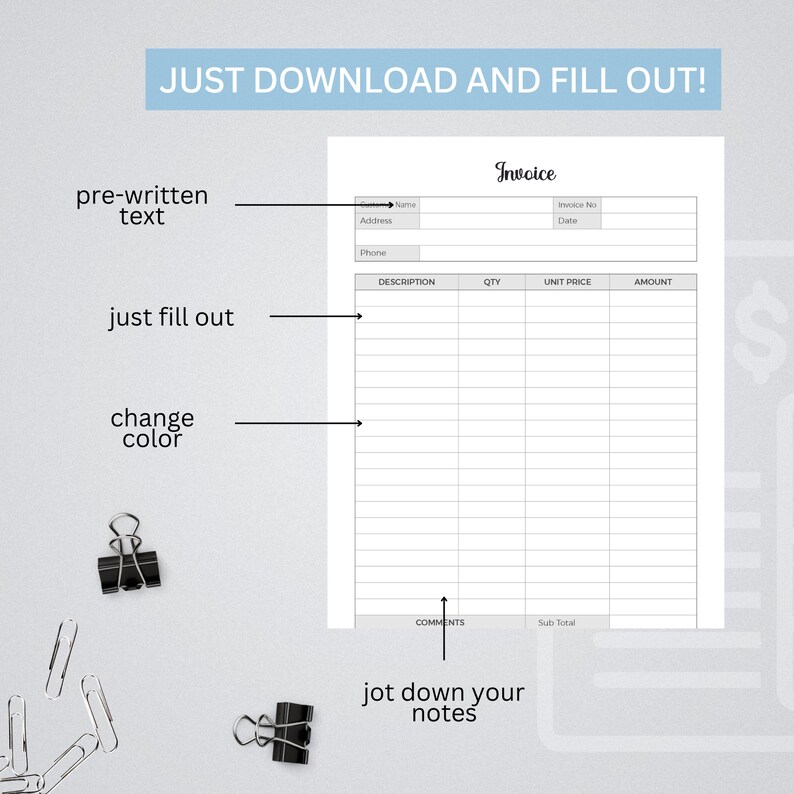 Editable Invoice Tracker, Invoice Management Template, Billing Form ...