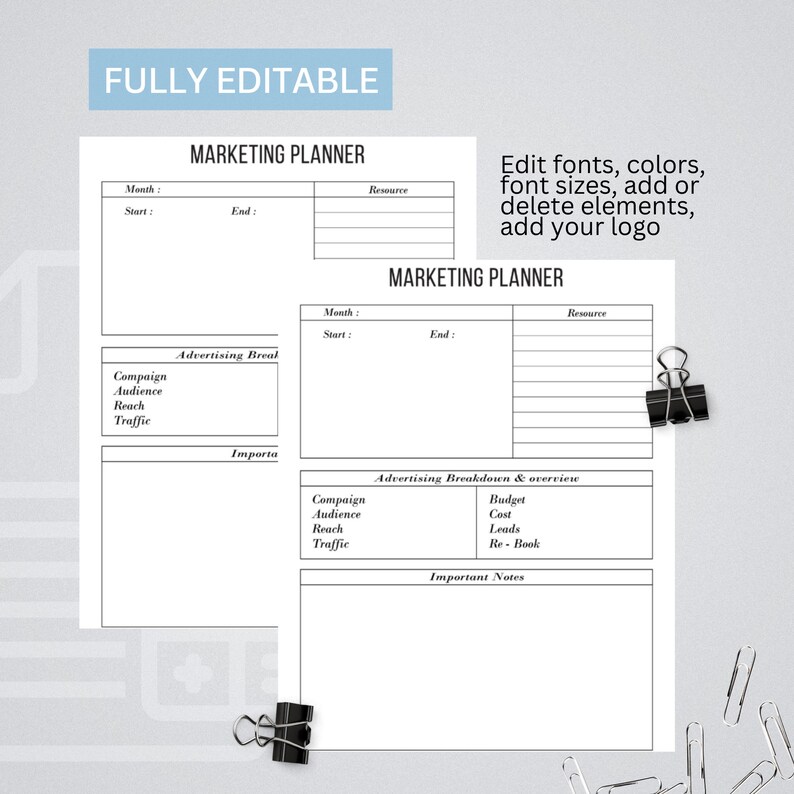 Printable Marketing Plan Template, Marketing Strategy, Marketing ...