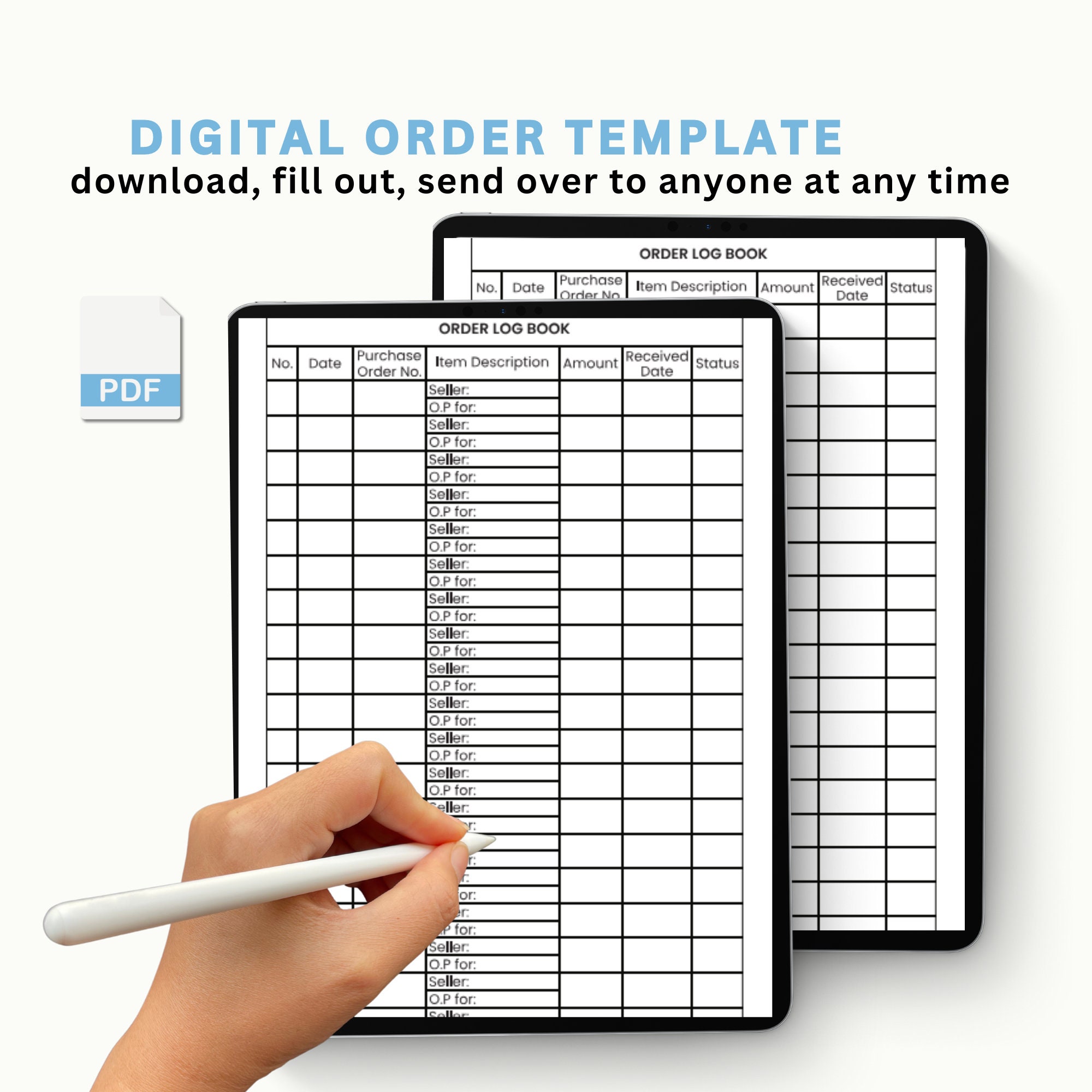 Order Log Book Digital Template, Printable Order Book, Order List ...