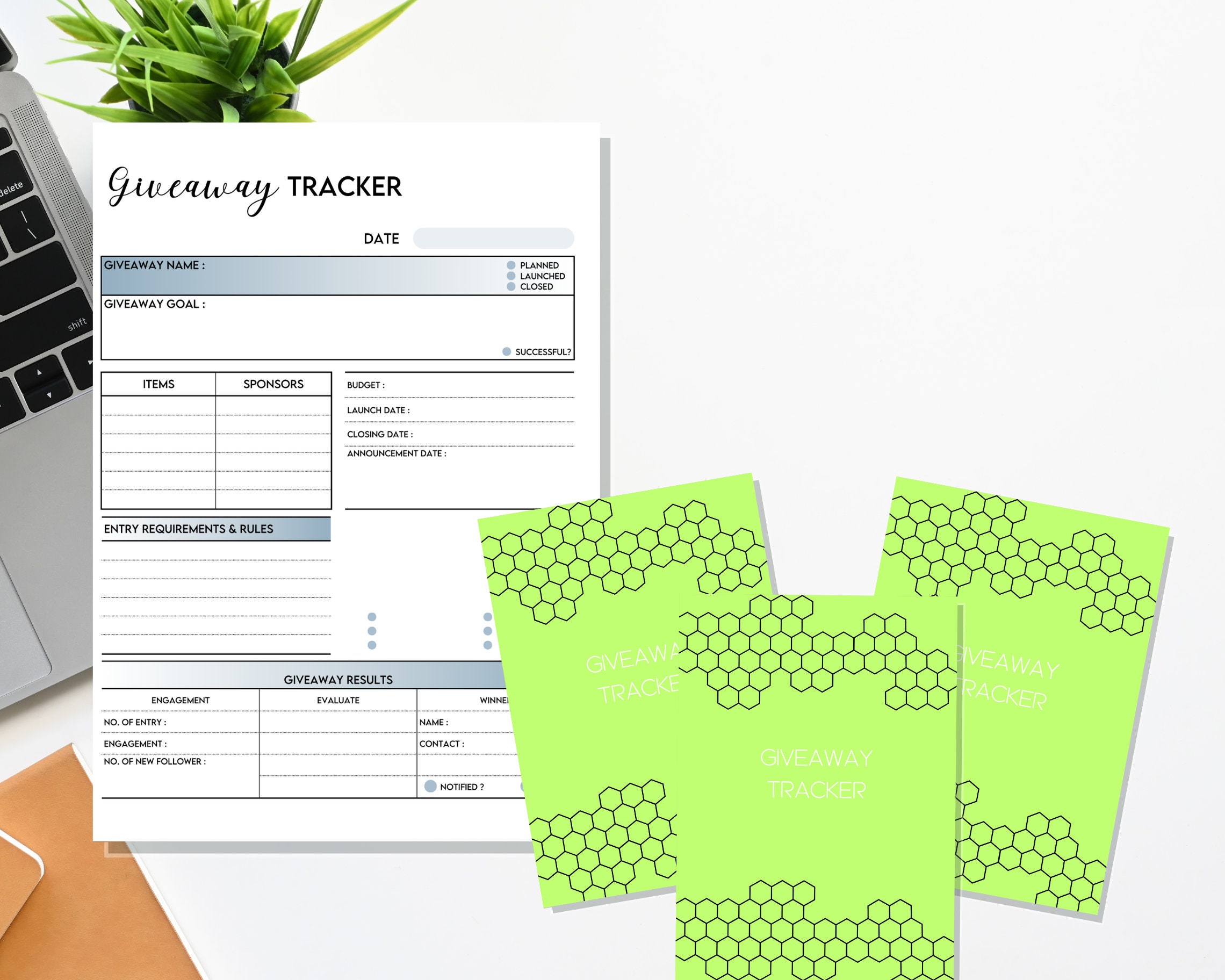 Giveaway Tracker, Giveaway Template, Contest Tracker Template, Business ...