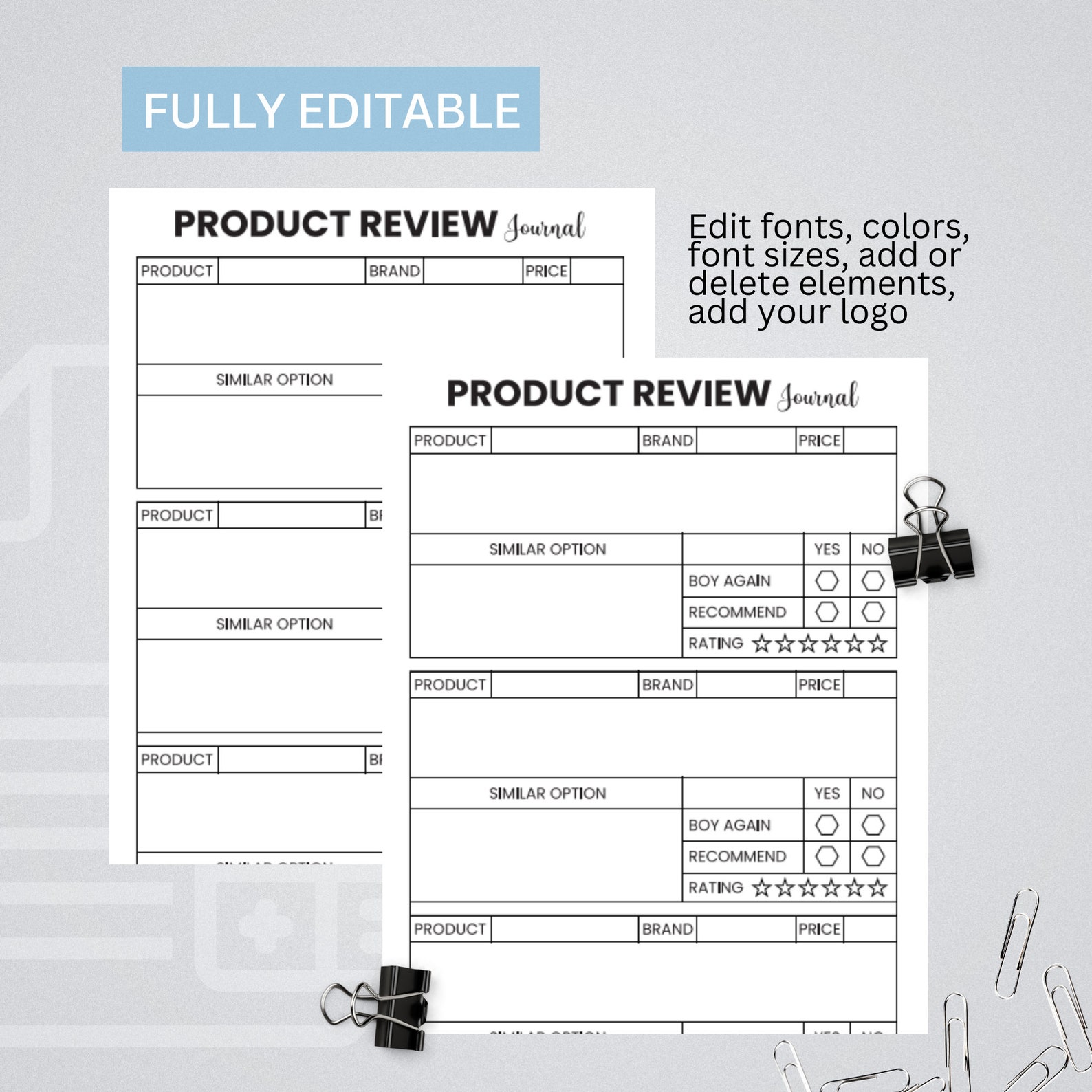 Digital Product Review Template, Printable Product Analysis, Product ...