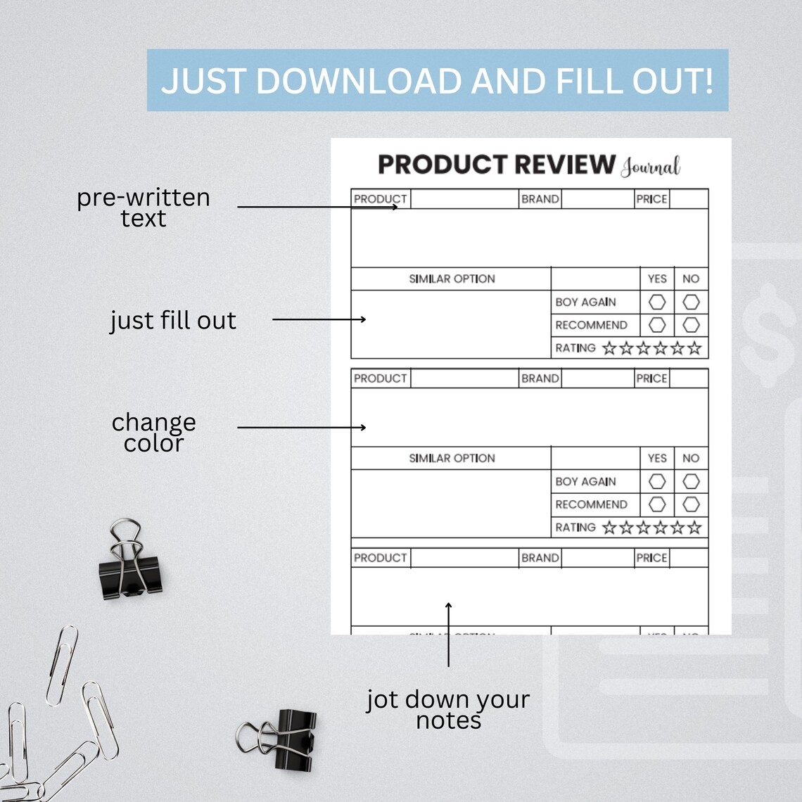 Digital Product Review Template, Printable Product Analysis, Product ...