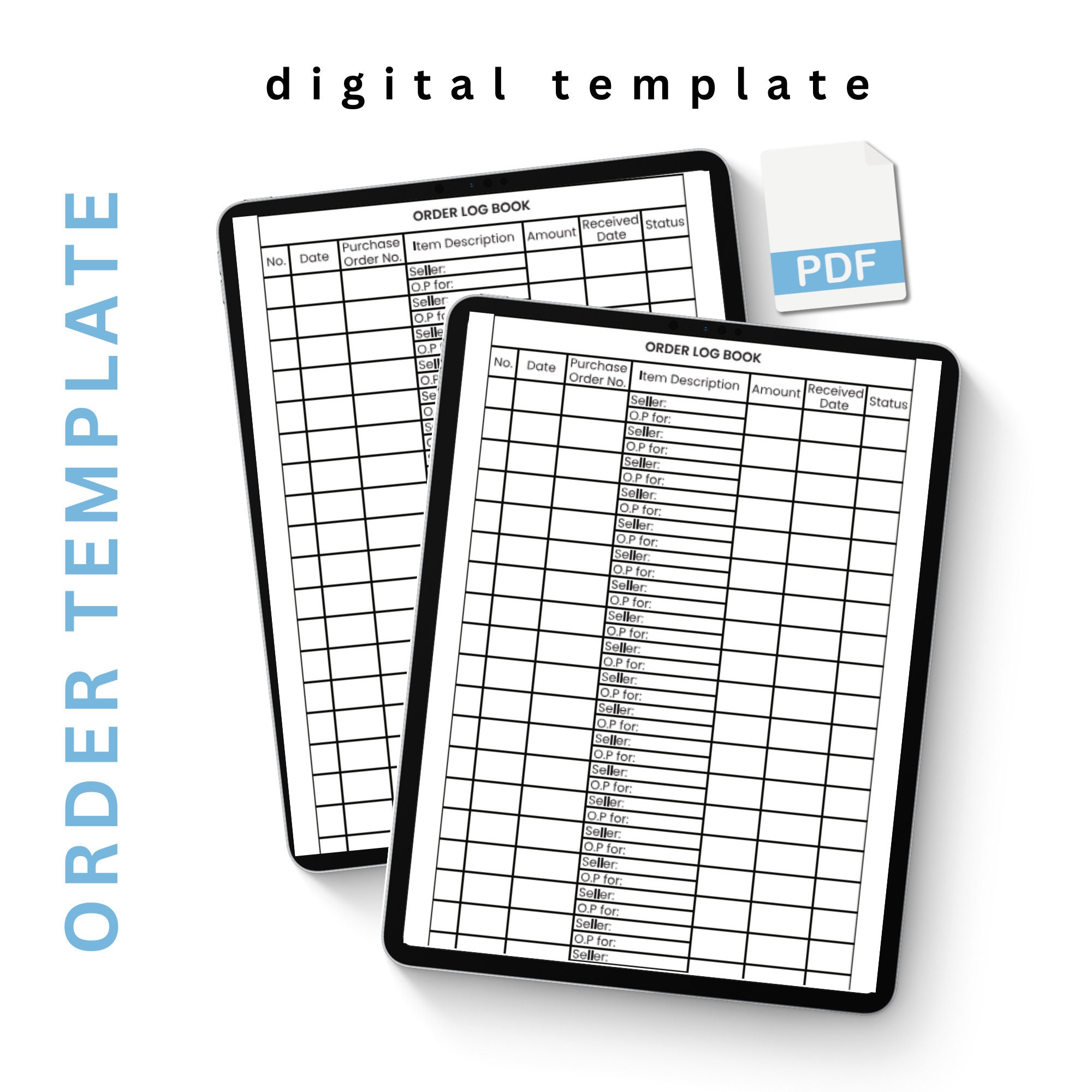 Order Log Book Digital Template, Printable Order Book, Order List ...