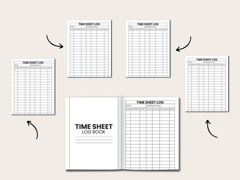 Time Sheet Log Book Time Sheet Printable Instant Downloads - Etsy