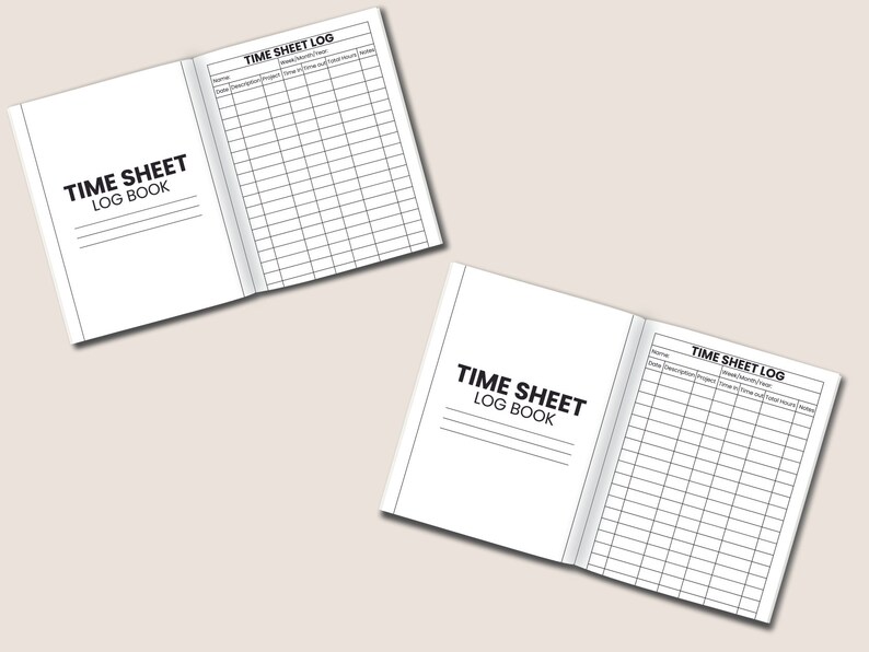 Time Sheet Log Book Time Sheet Printable Instant Downloads - Etsy