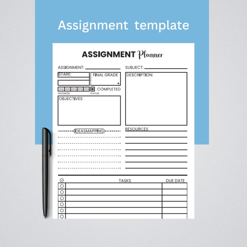 Printable Assignment Template, Digital Assignment Planner, Assignment ...