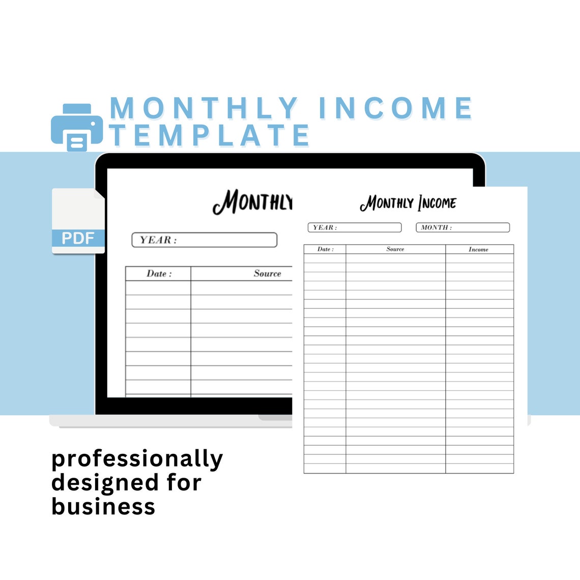 Monthly Income Tracker Printable, Editable Income Log, Digital Income ...