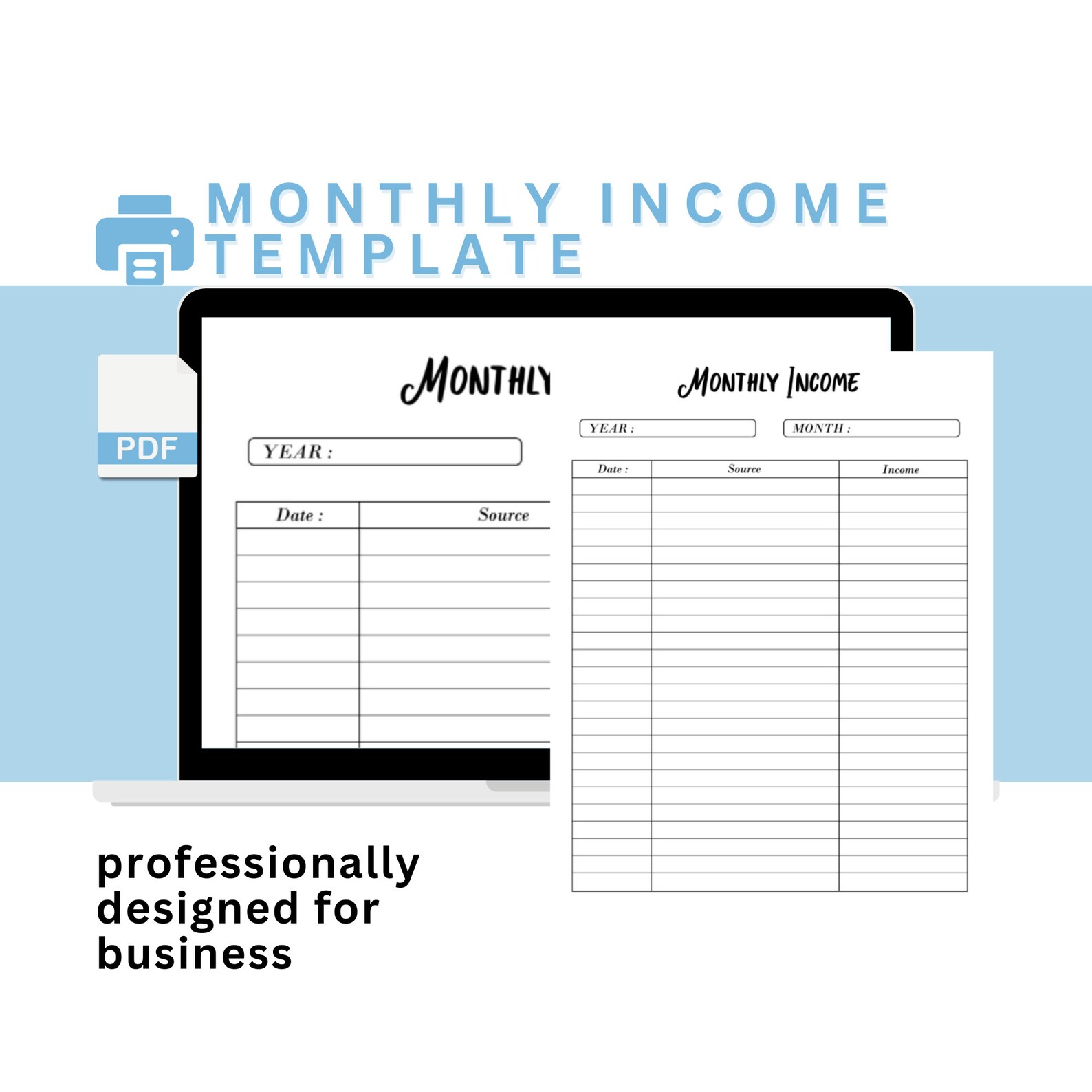 Monthly Income Tracker Printable, Editable Income Log, Digital Income ...