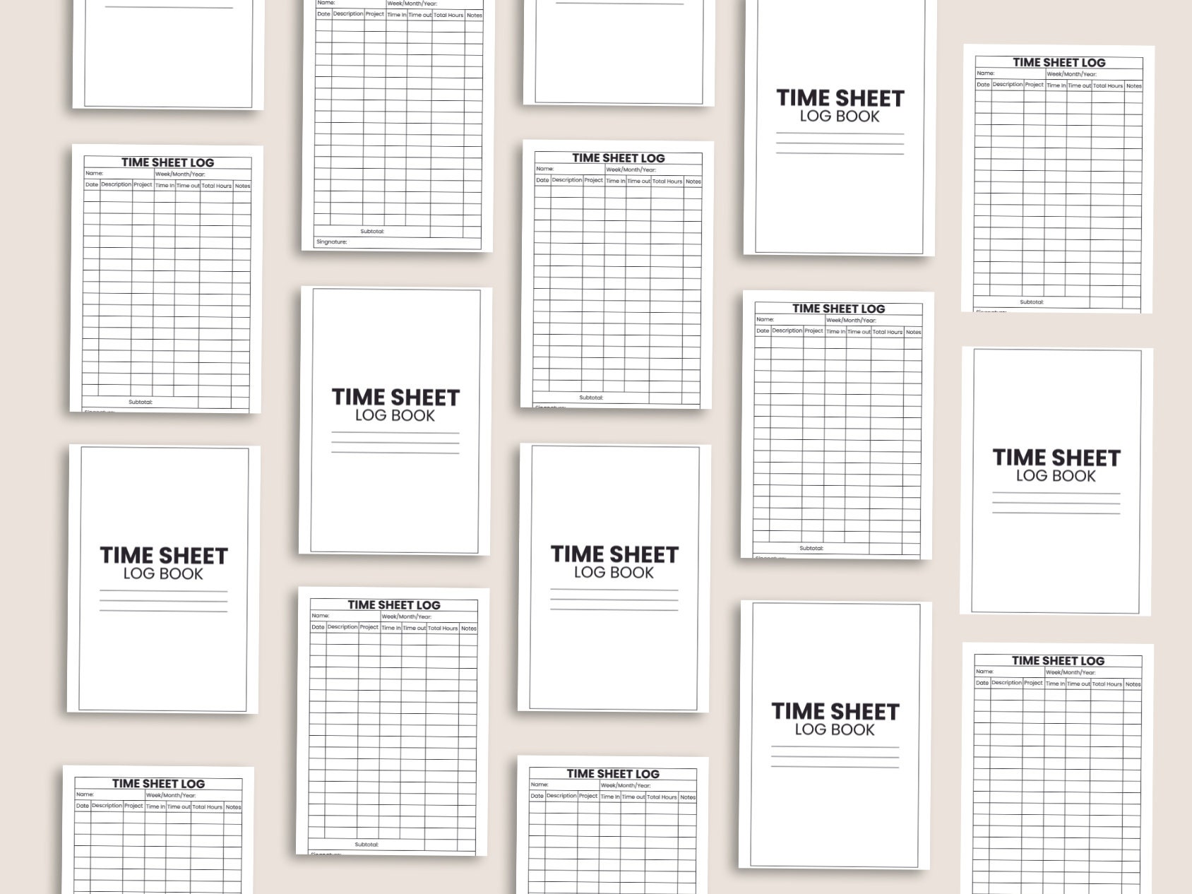 Time Sheet Log Book Time Sheet Printable Instant Downloads - Etsy