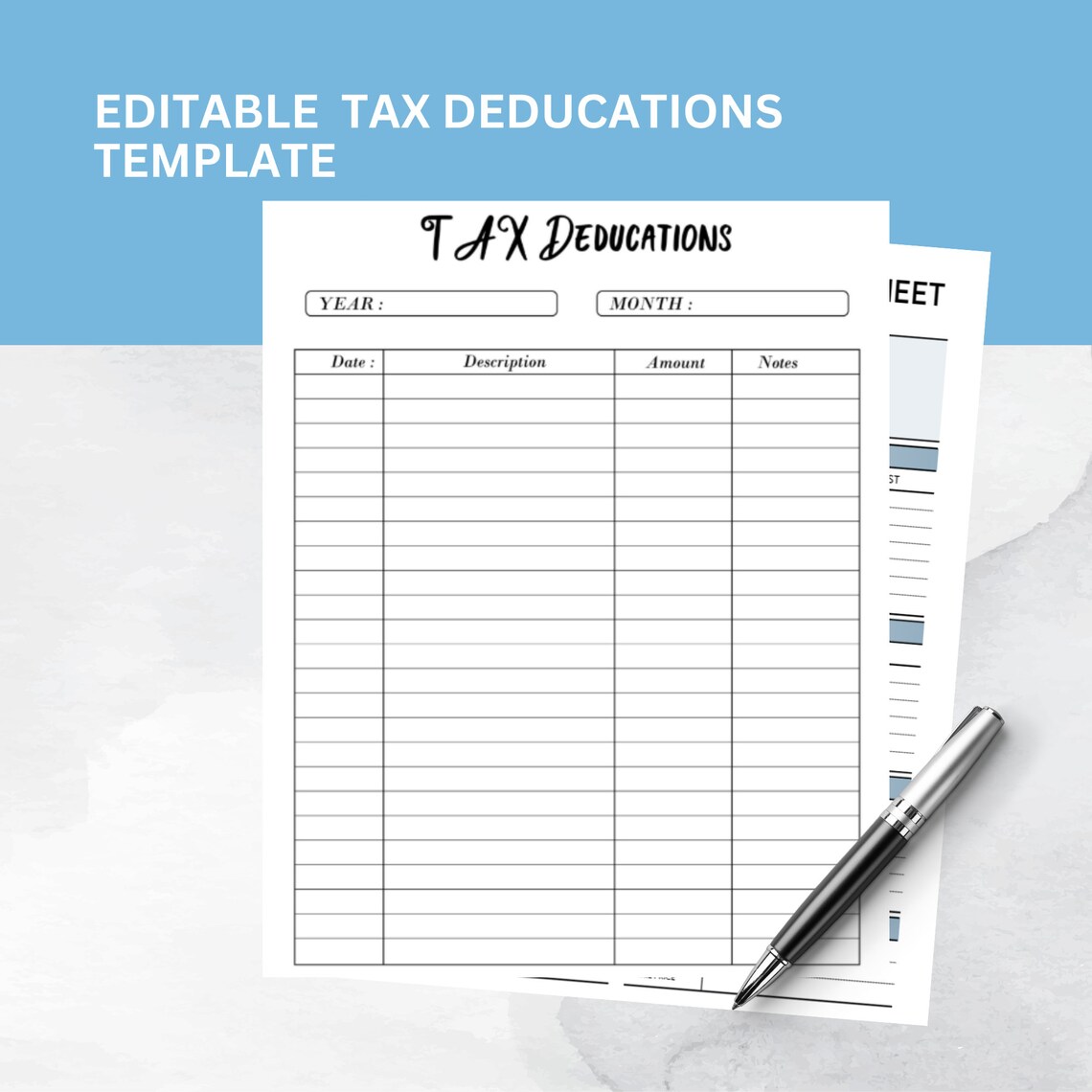 Business Tax Template, Tax Deduction Tracker Spreadsheet, Small ...