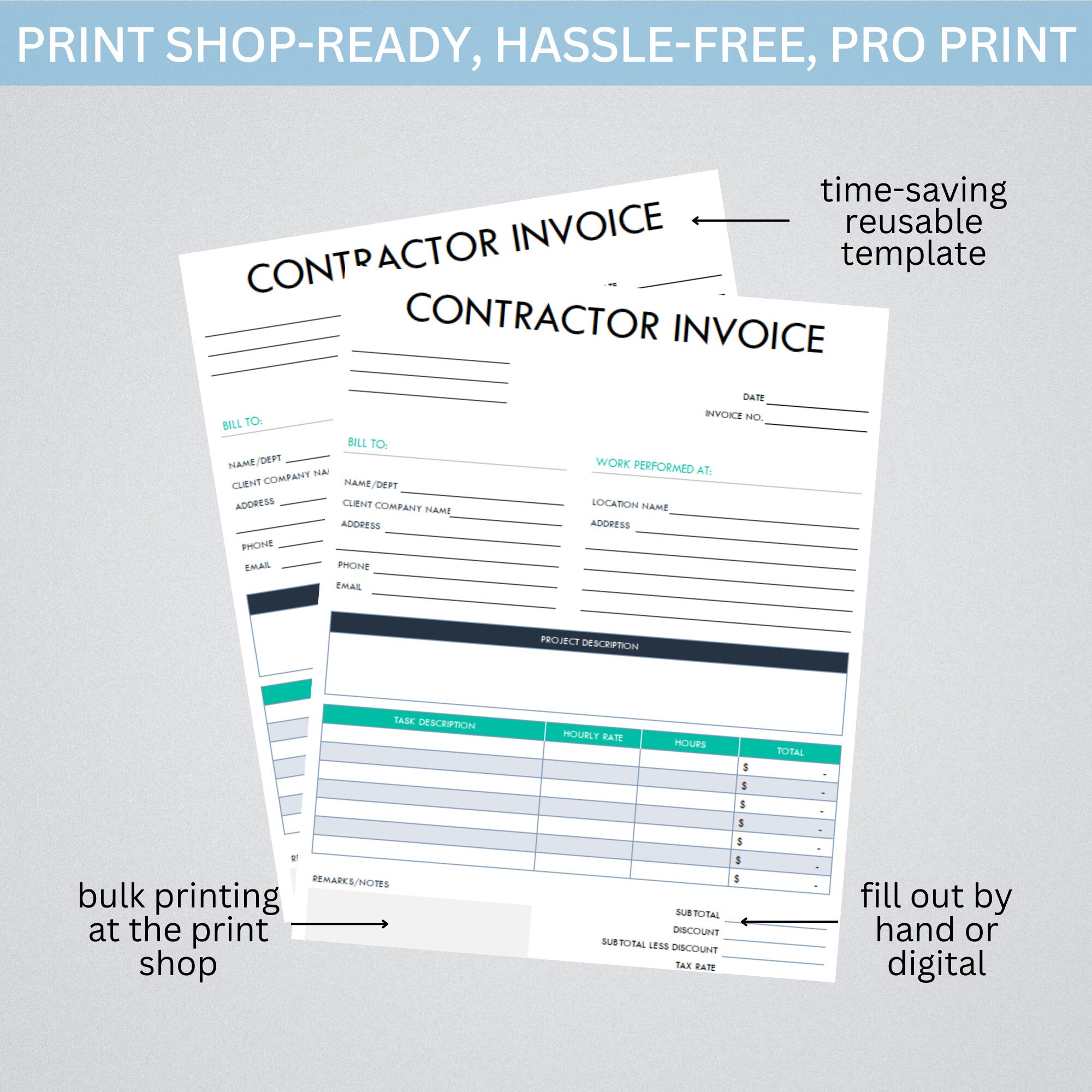 Printable Contractor Agreement Invoice, Contractor Contract Template ...