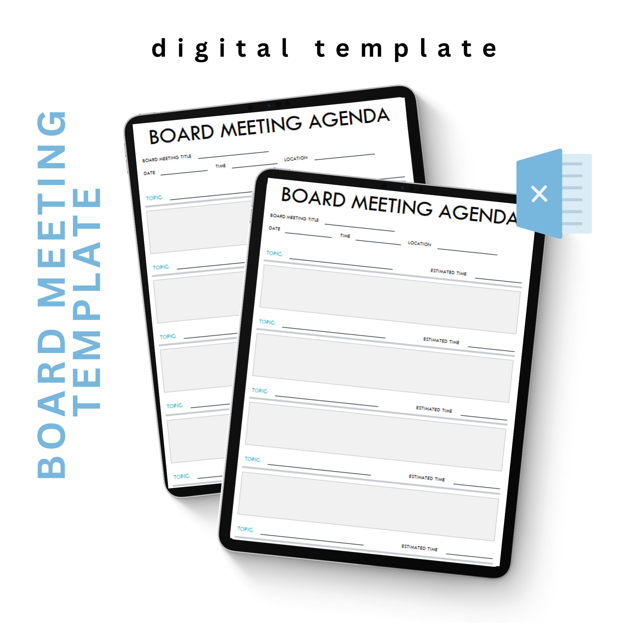 Board Meeting Agenda Template, Printable Meeting Organizer, Meeting ...