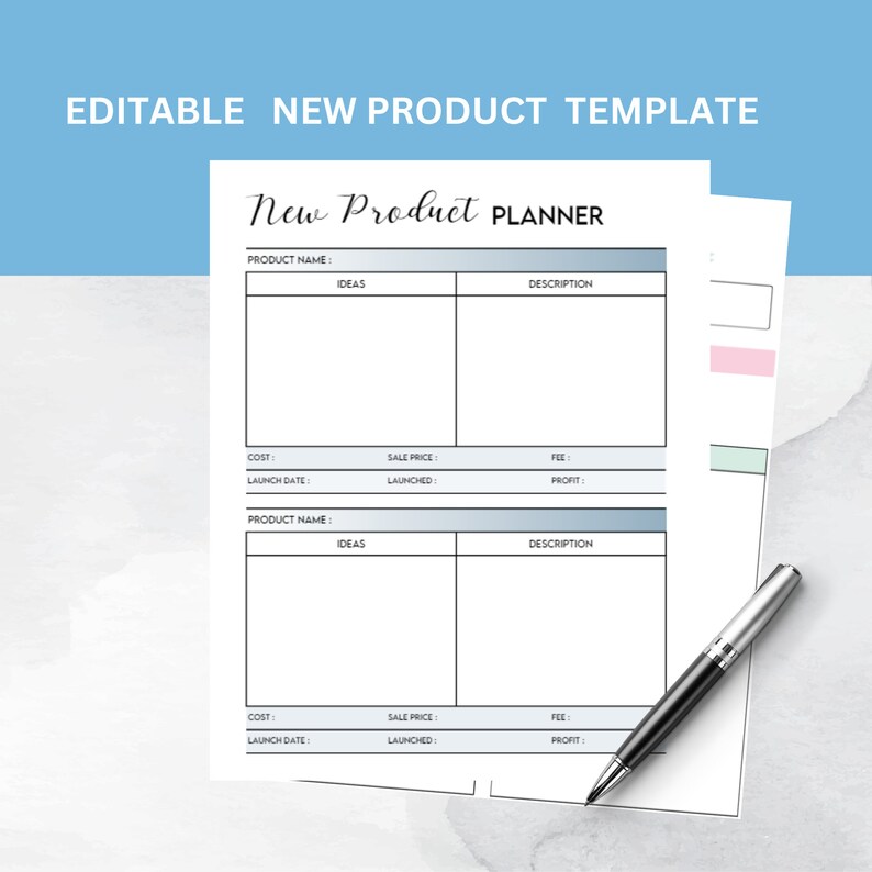 New Product Planner Worksheet, Product Development Sheet, Product ...