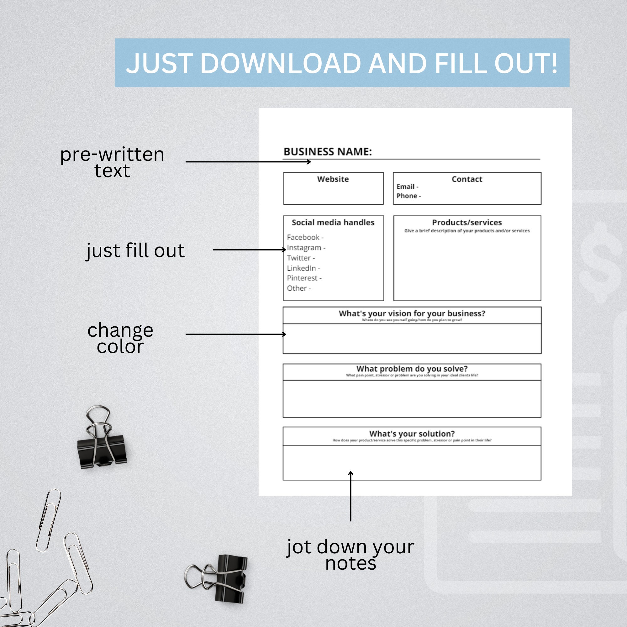 Digital Business Planner Template, Business Kit, Business Bookkeeping ...