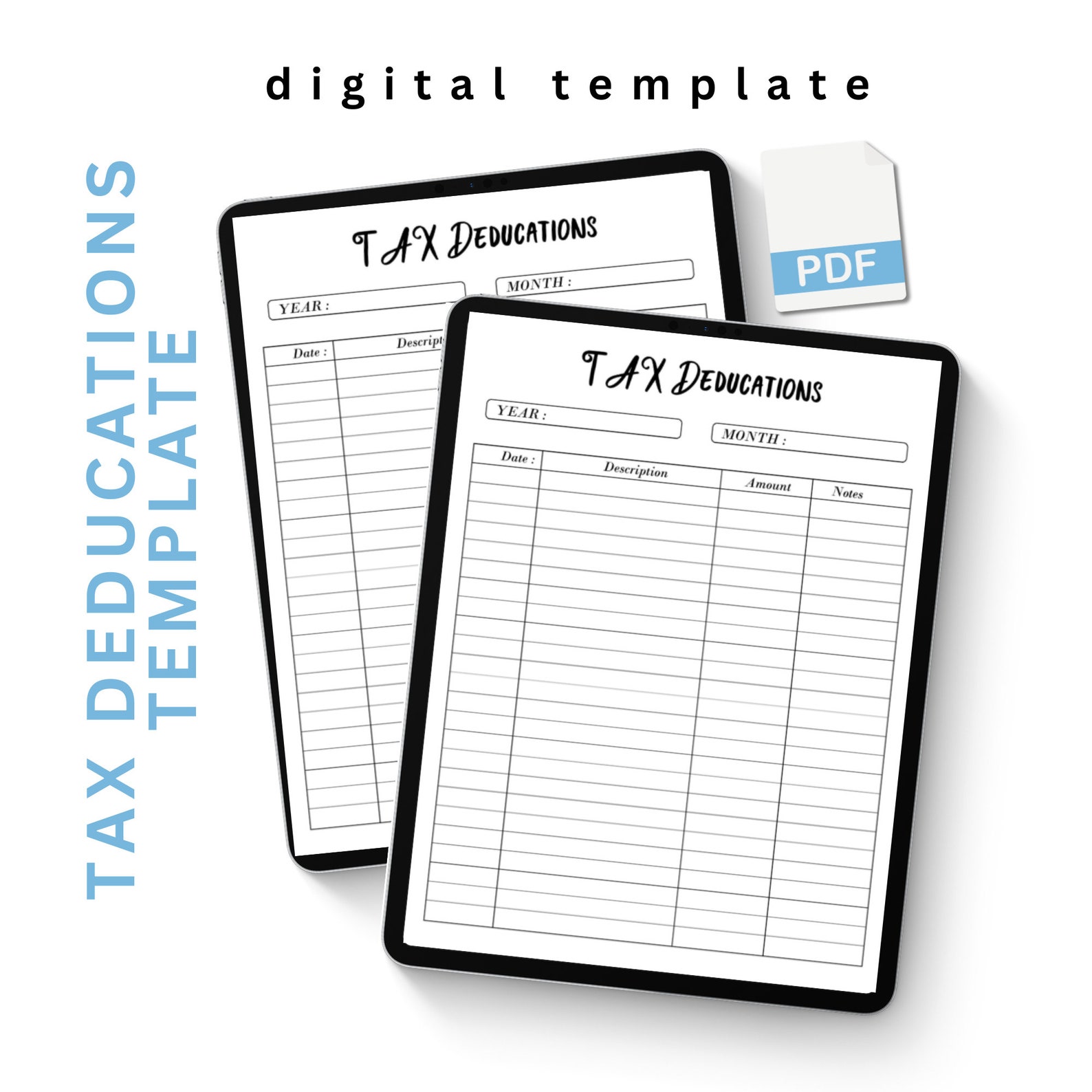 Business Tax Template, Tax Deduction Tracker Spreadsheet, Small ...