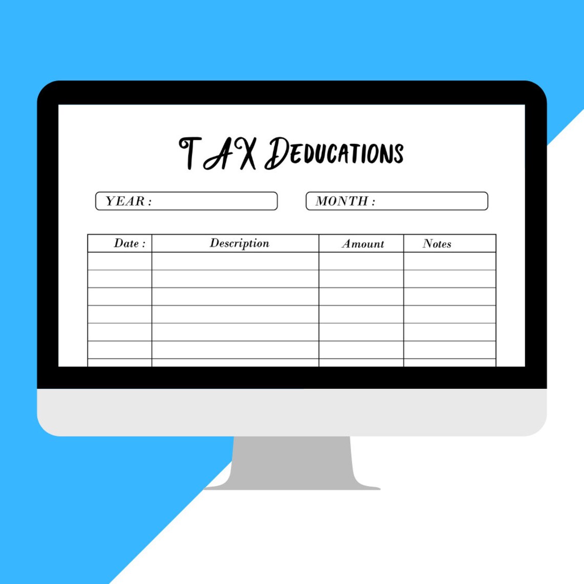 Business Tax Template, Tax Deduction Tracker Spreadsheet, Small ...