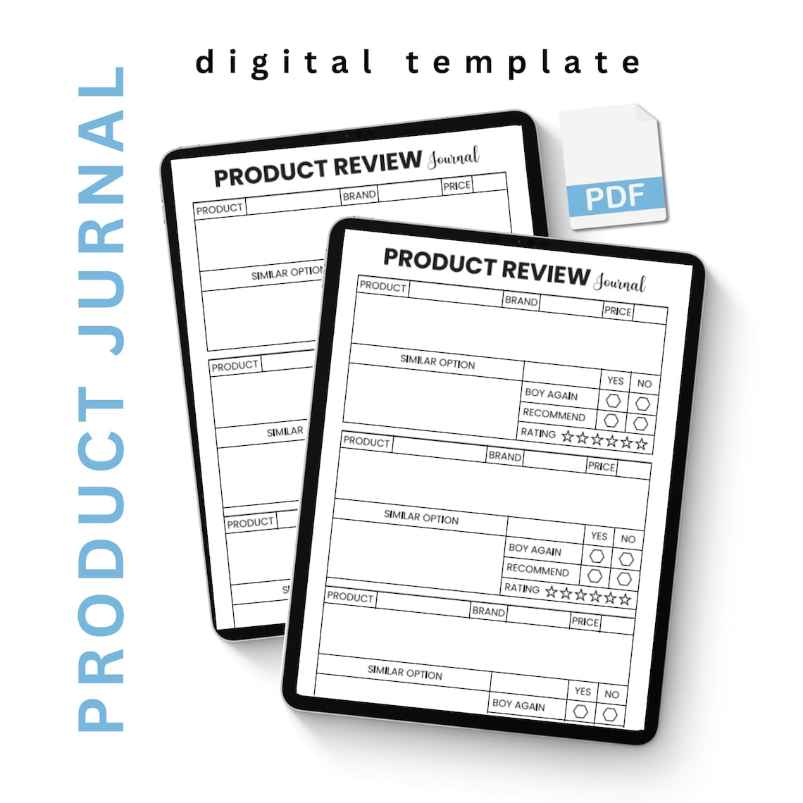 Digital Product Review Template, Printable Product Analysis, Product ...