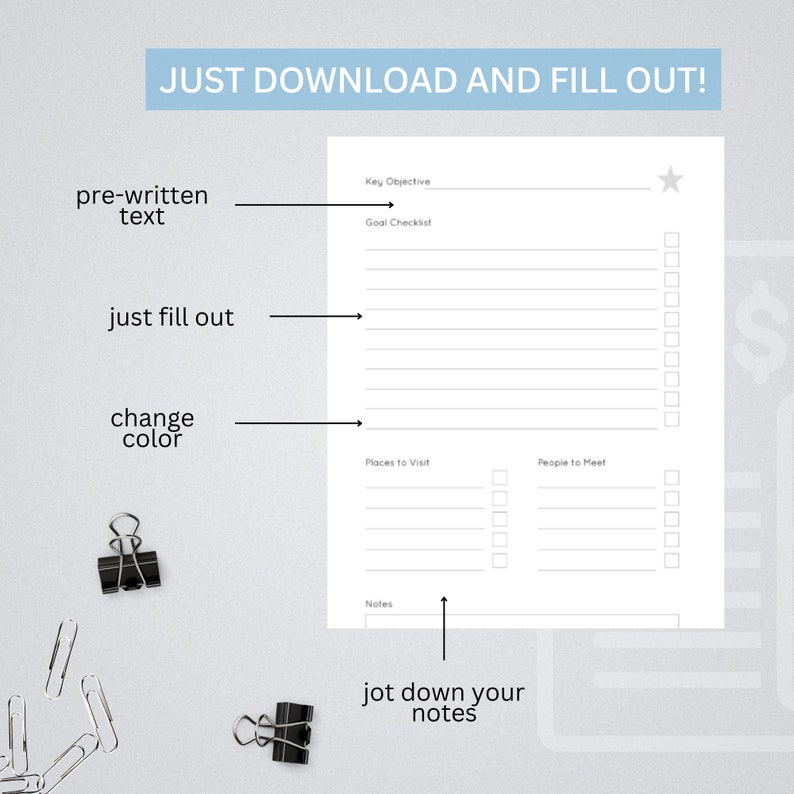 Printable Business Goal Planner, Editable Goal Tracker, Startup ...