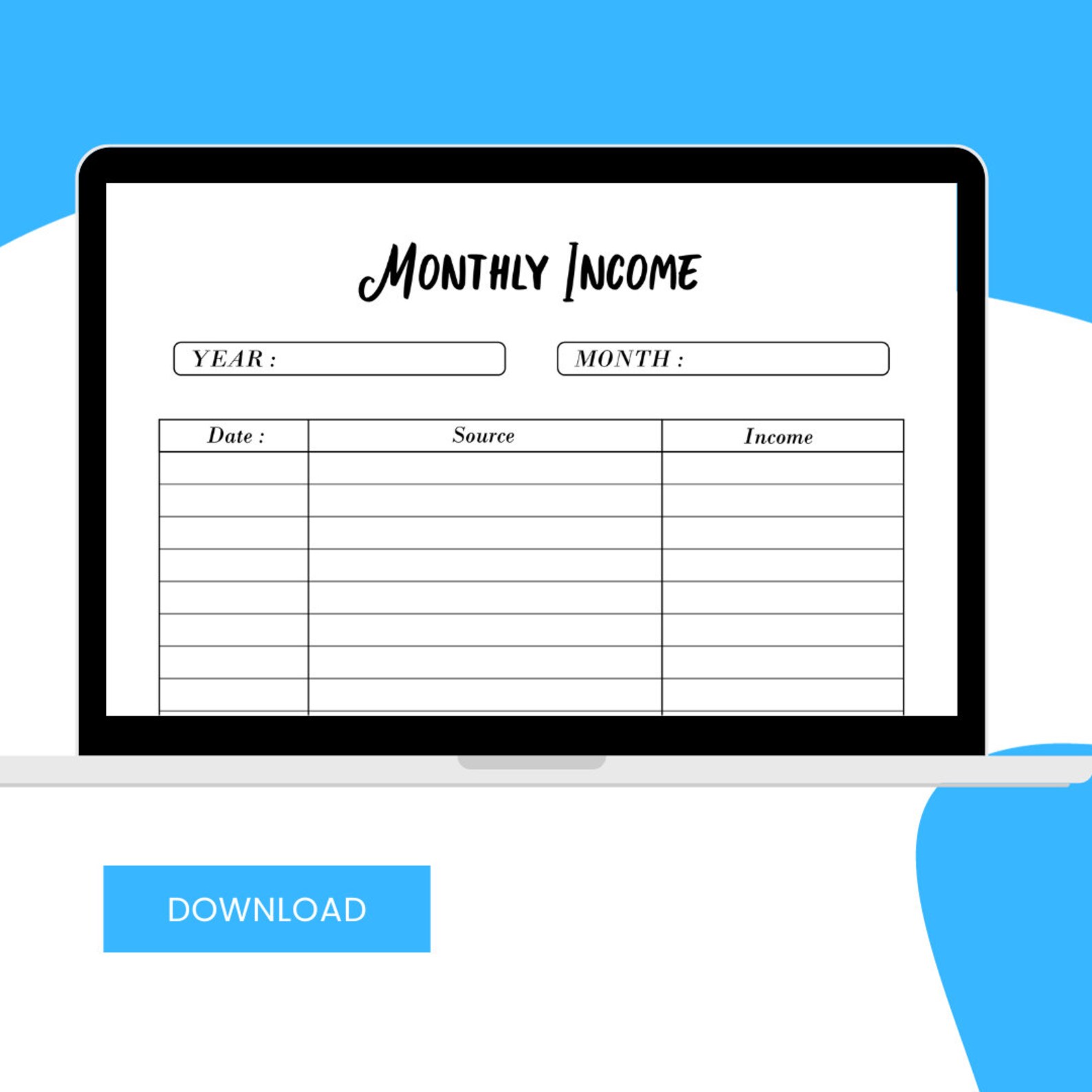 Monthly Income Tracker Printable, Editable Income Log, Digital Income ...