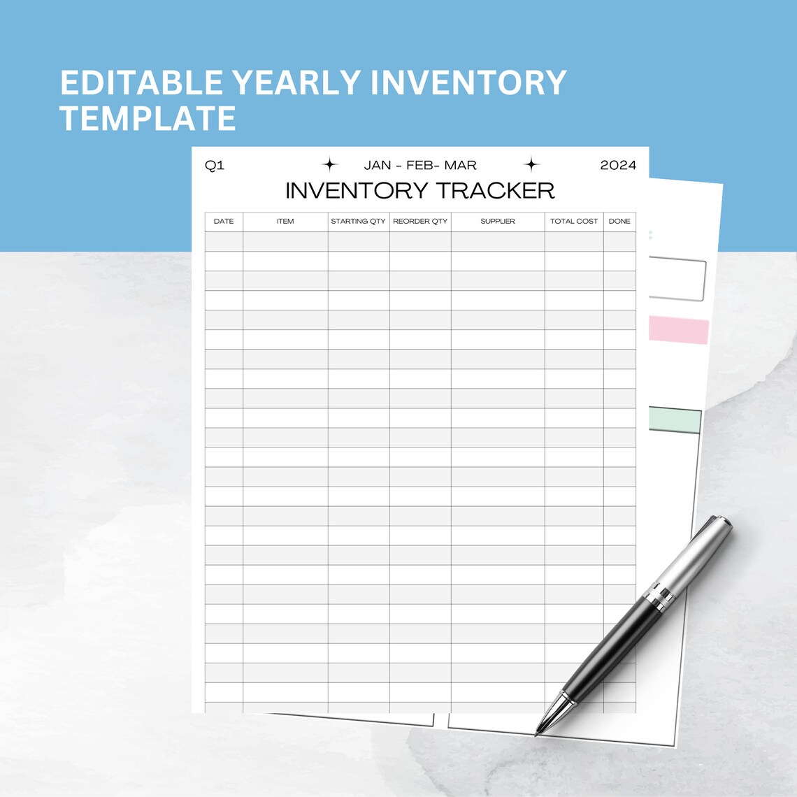 Inventory List Template, Yearly Inventory Tracker, Printable Inventory ...