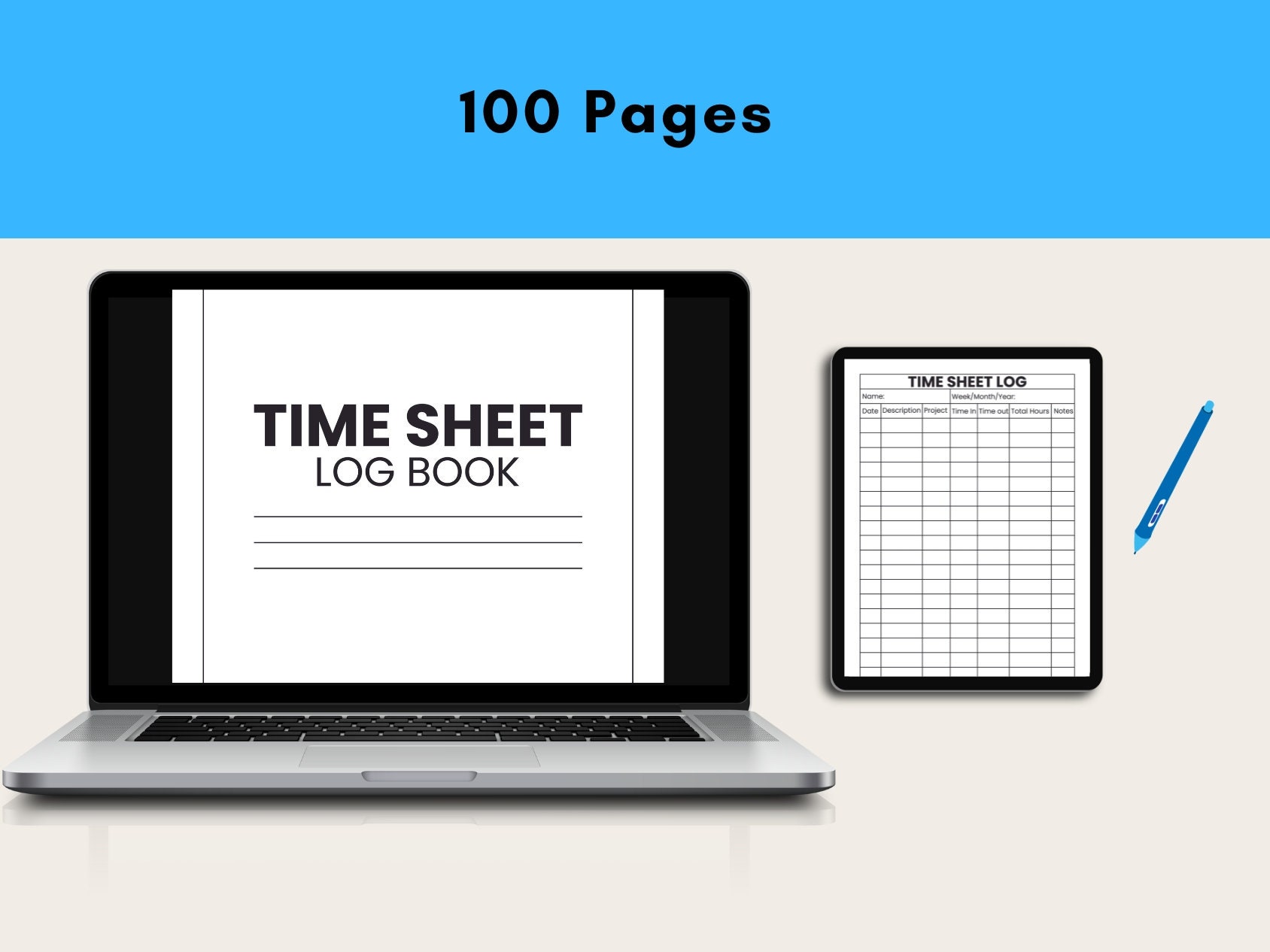 Time Sheet Log Book Time Sheet Printable Instant Downloads - Etsy