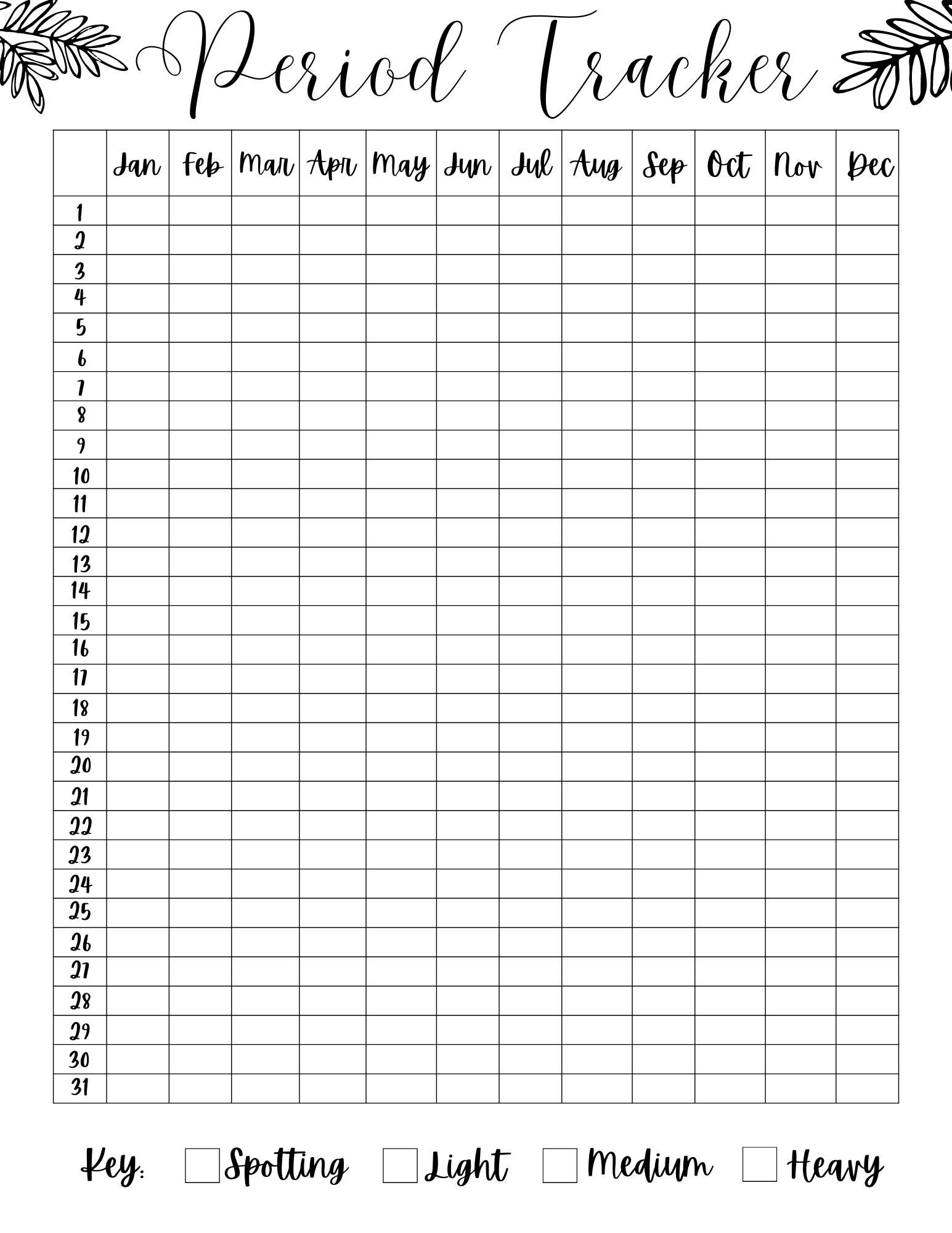 Period Tracker Yearly Digital Download PDF Printable - Etsy