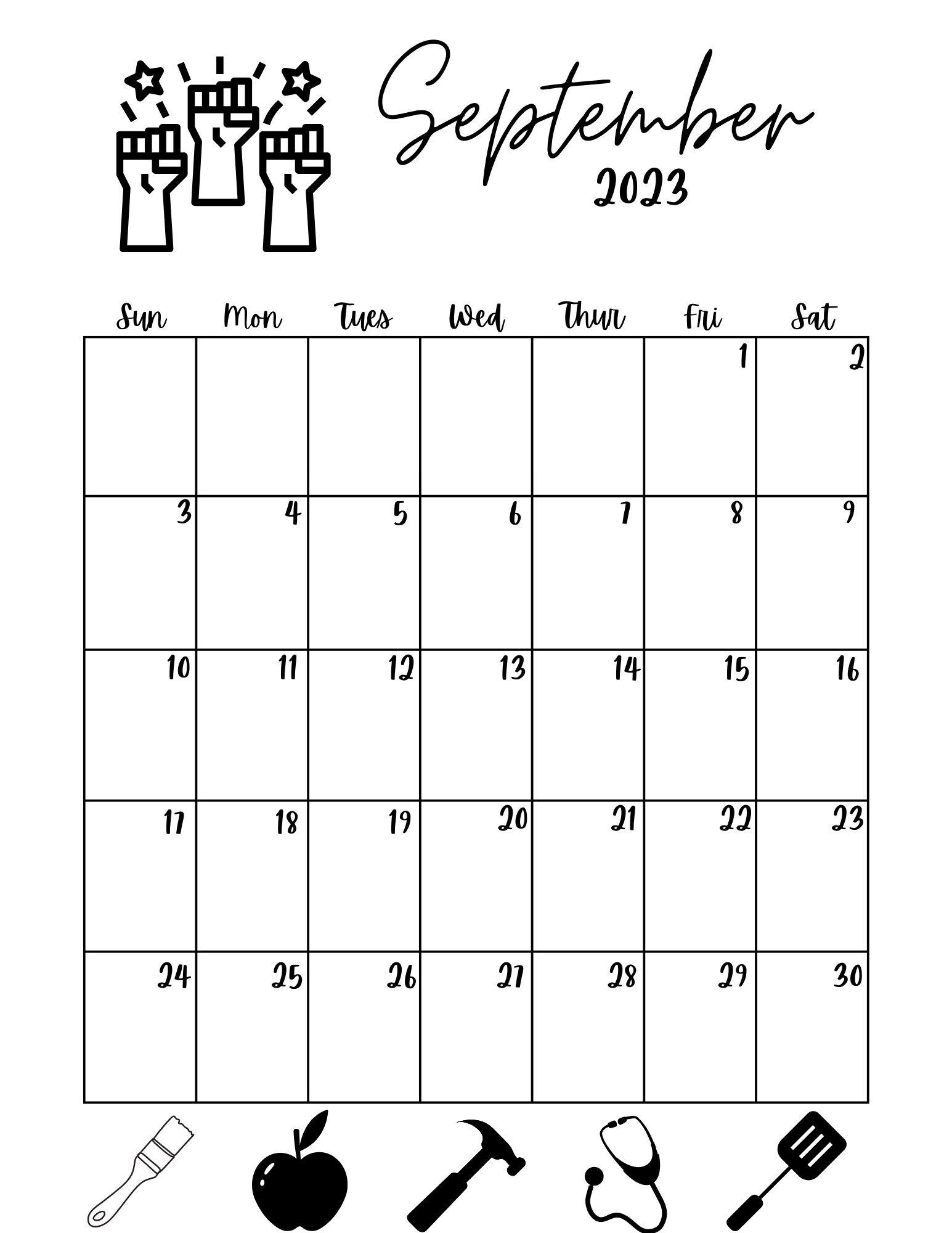 September 2023 Calendar, Digital Download, PDF, Printable, Goodnotes ...
