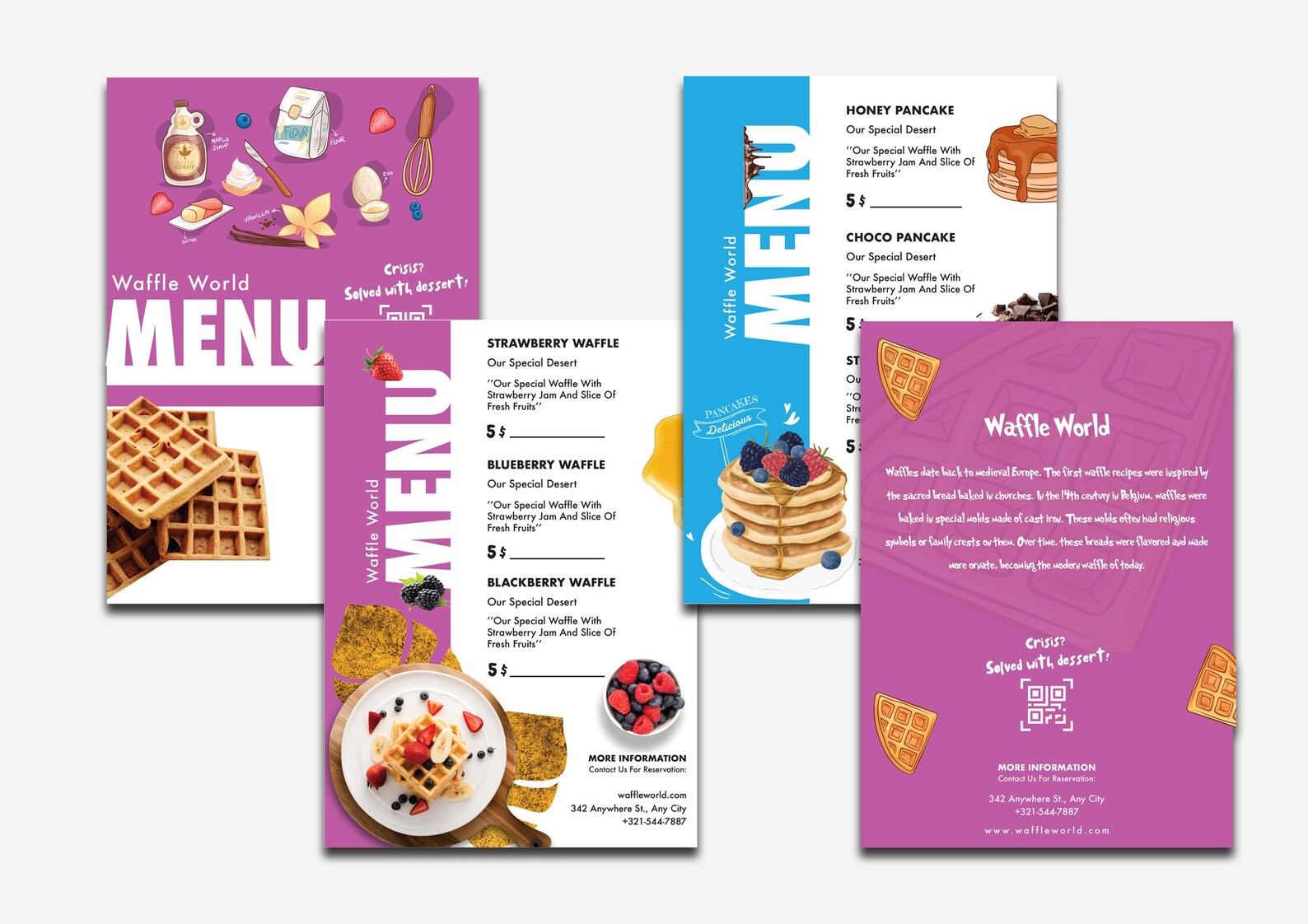 Editable Waffle Menu Template: Cafe Restaurant Design (canva ...