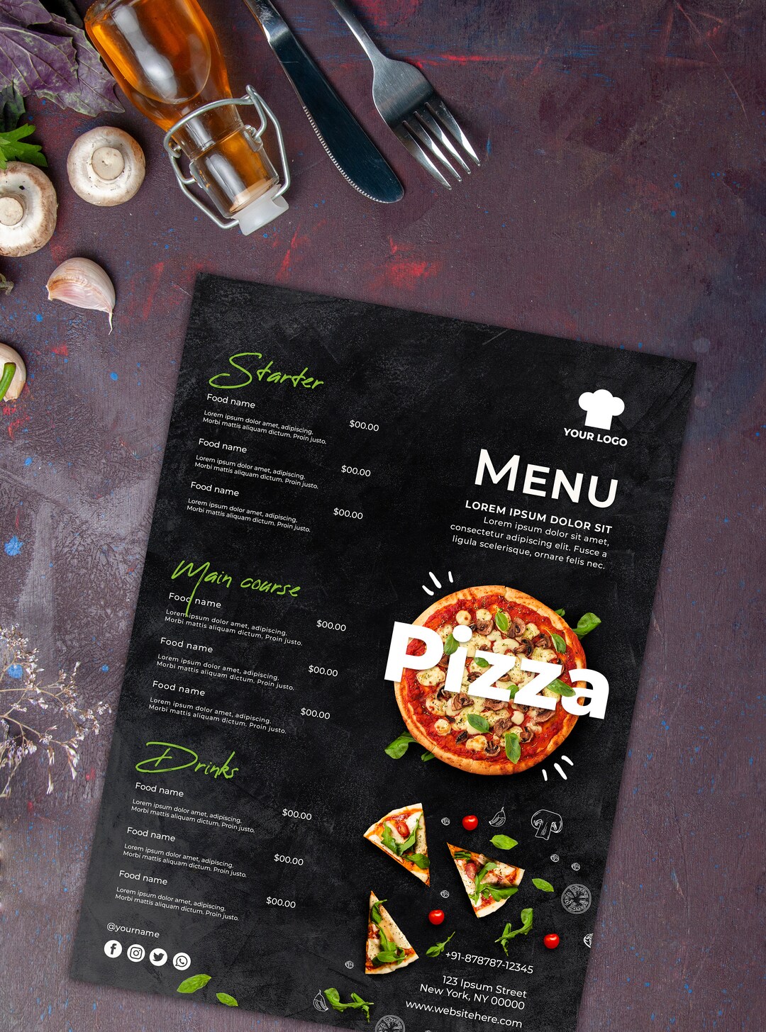 Printable Restaurant Menu Template (PDF) - Etsy
