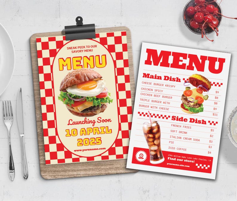 Fast Food Menu Template: Editable A4 Price List (canva) | Retro Fast ...