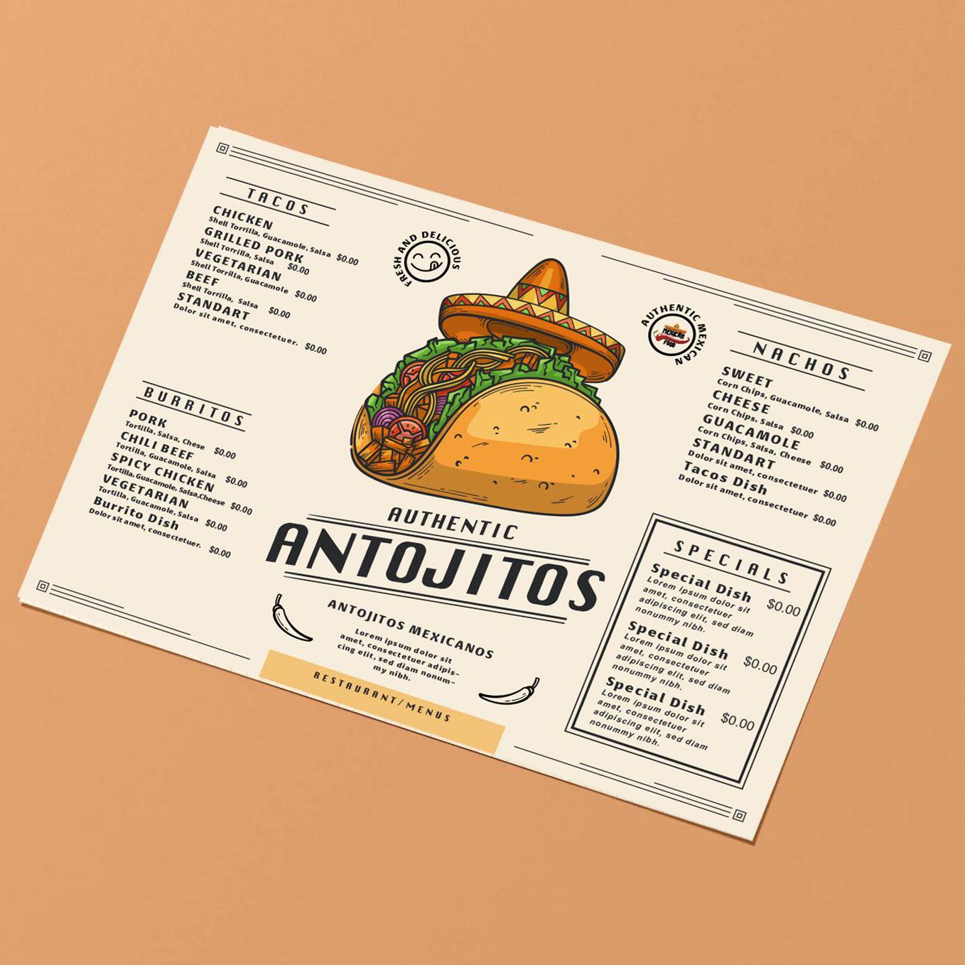 Taco Menu, Mexican Food Menu, Editable Mexican Food Menu Board Template ...