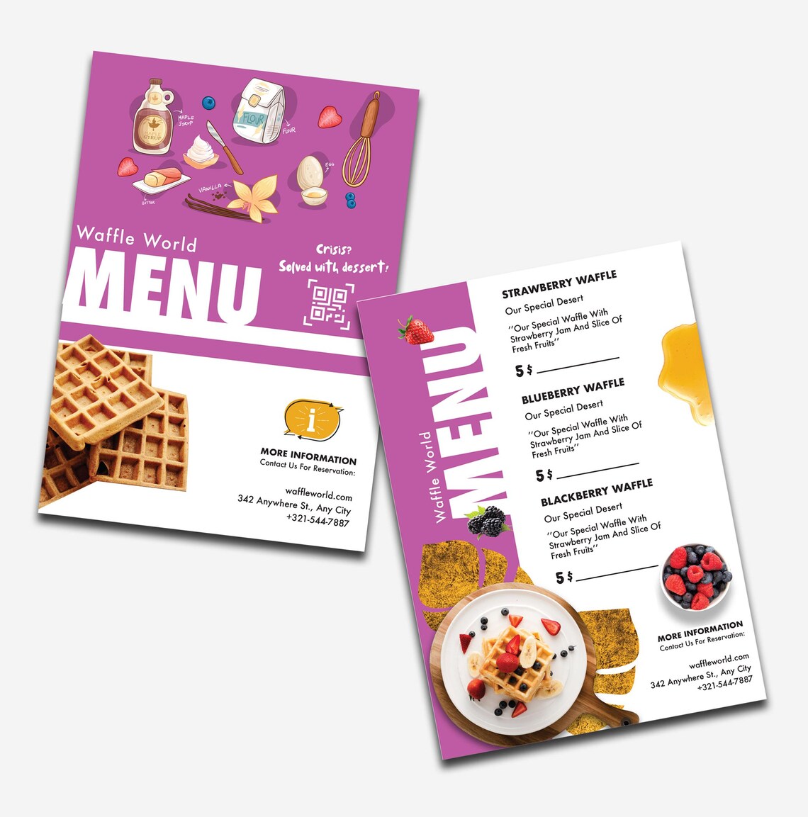 Editable Waffle Menu Template: Cafe Restaurant Design (canva ...
