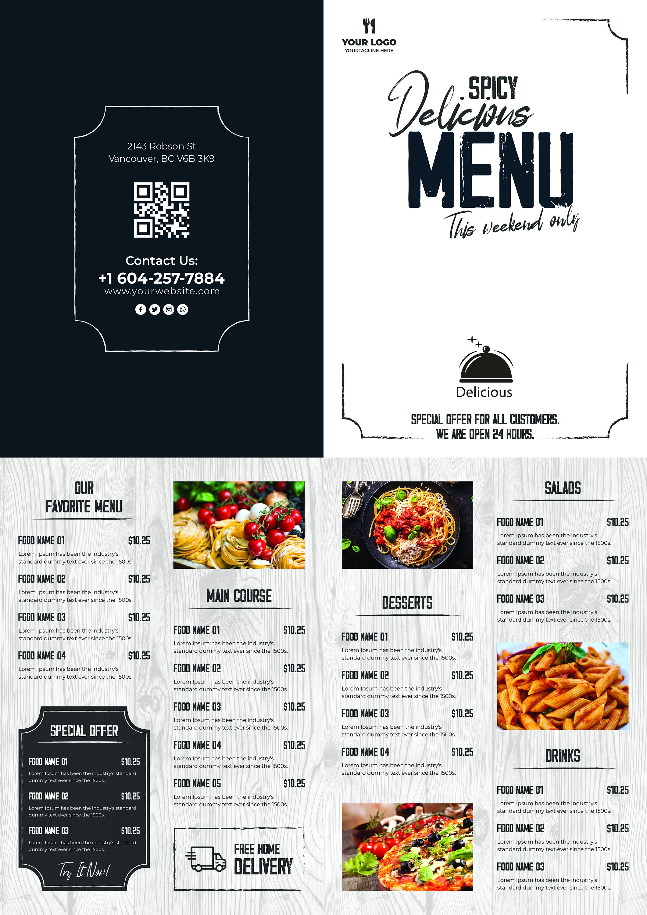 Restaurant Menu, Printable Restaurant Menu, Digital Restaurant Menu ...