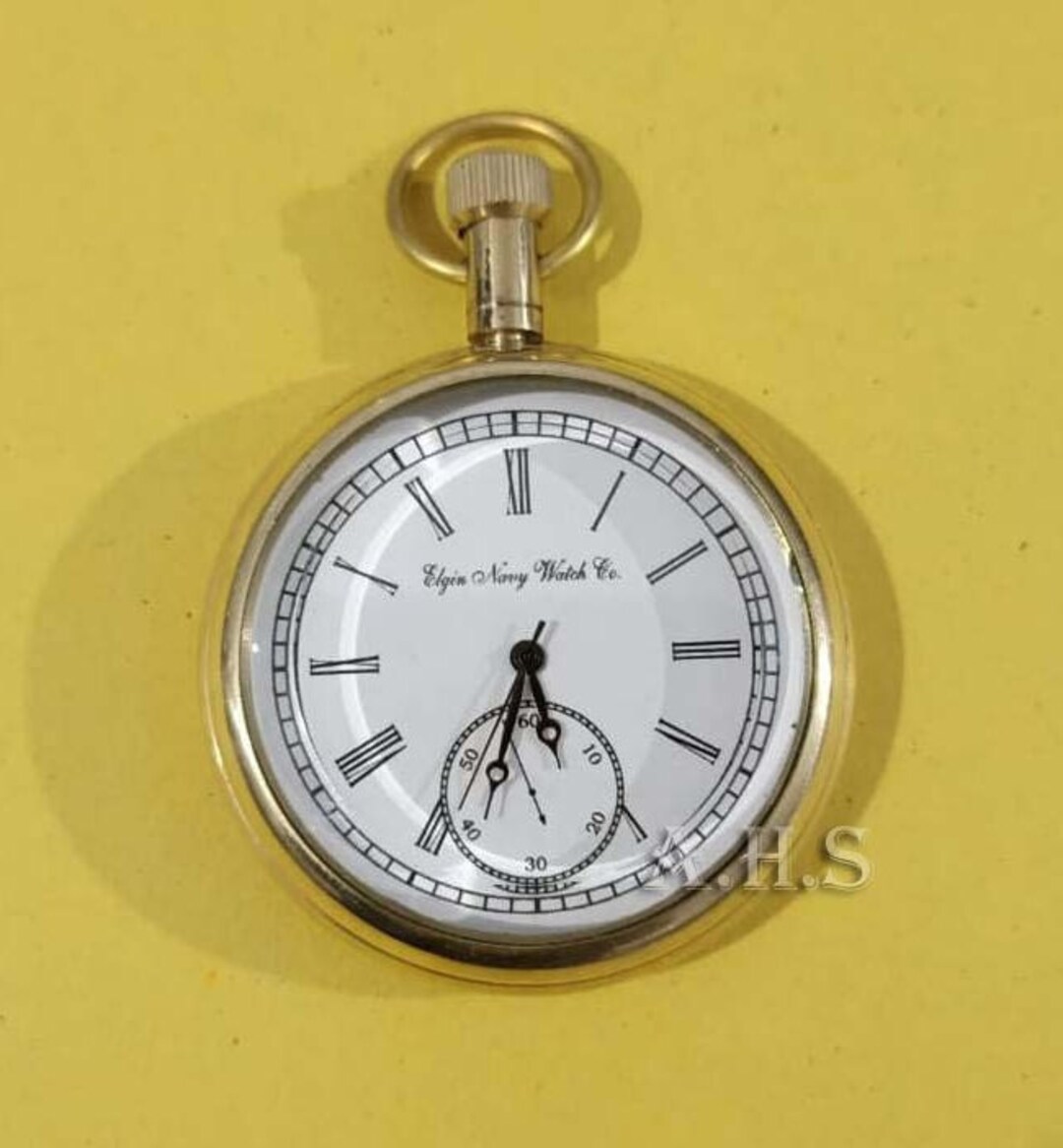 Nautical American Elgin Look Collectible Antique 2" Brass Pocket Watch ...