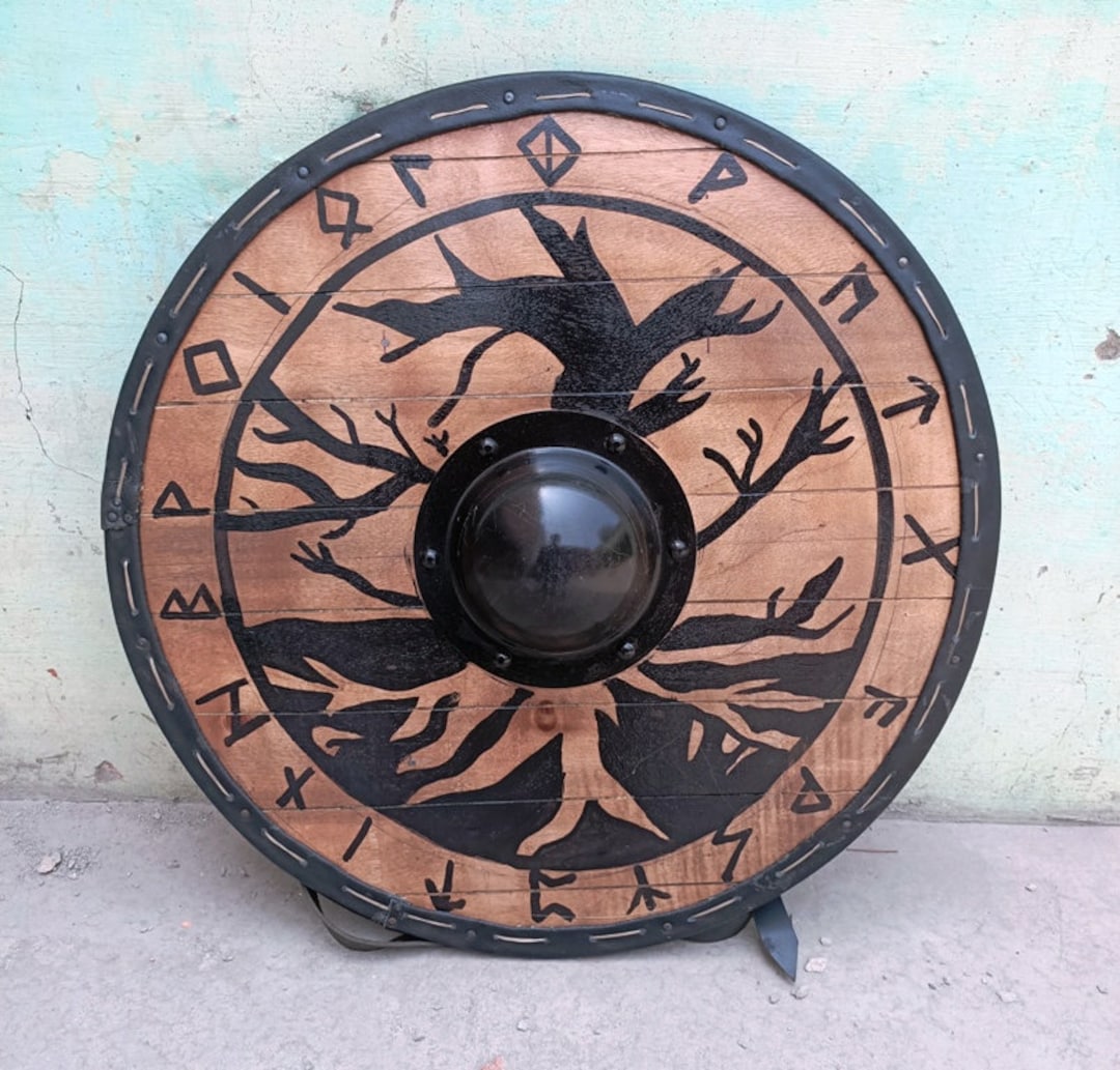 Medieval Viking Tree Round Wooden Shield | Wall Art Shield Home Décor ...