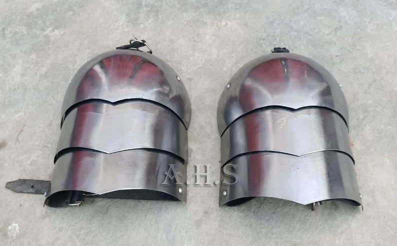Medieval Arm Pauldron Shoulder Pair Plate Armor 18g Steel Set Halloween ...