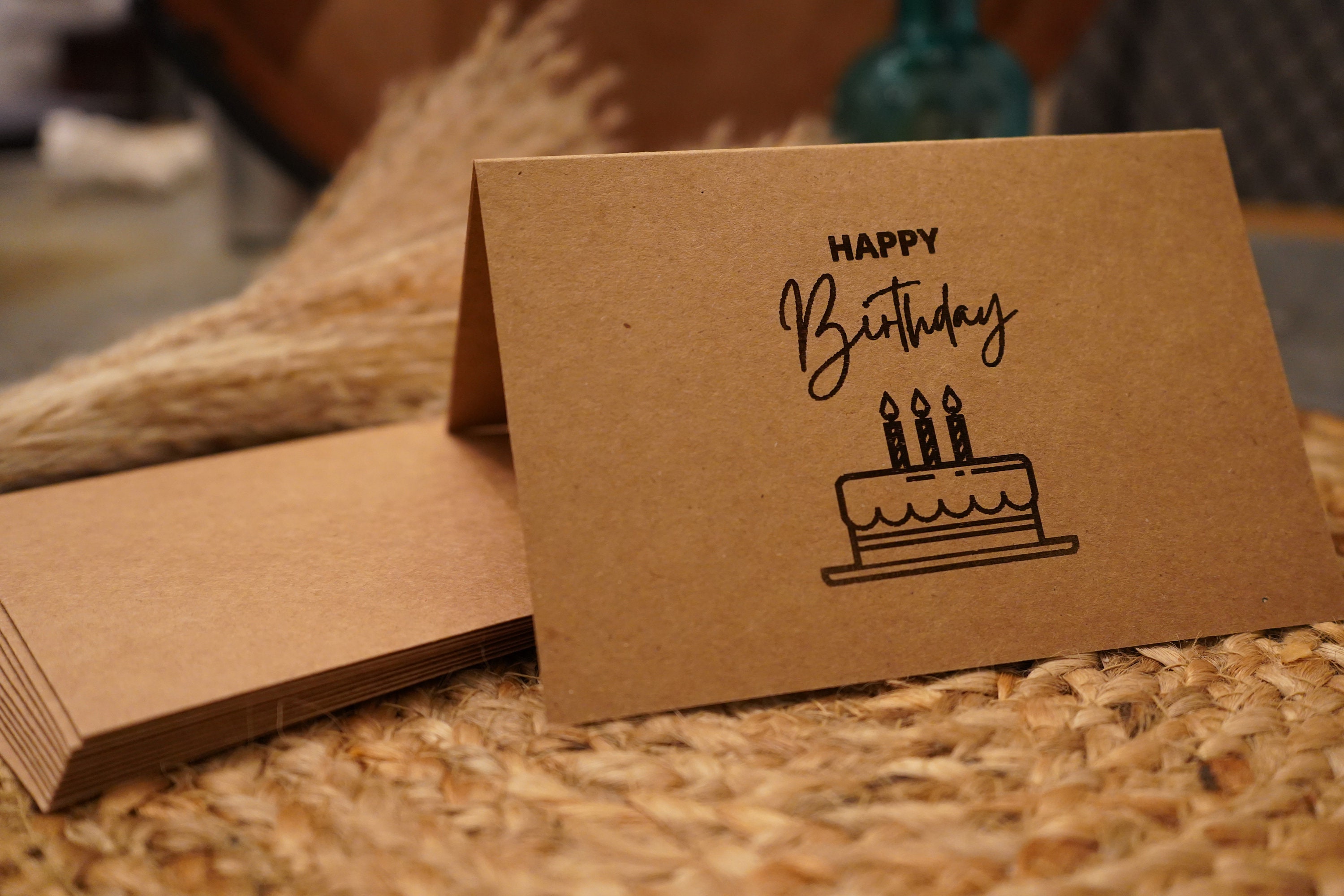 Pack of 10 Handmade Birthday Cards - Customizable Kraft Paper Cards ...